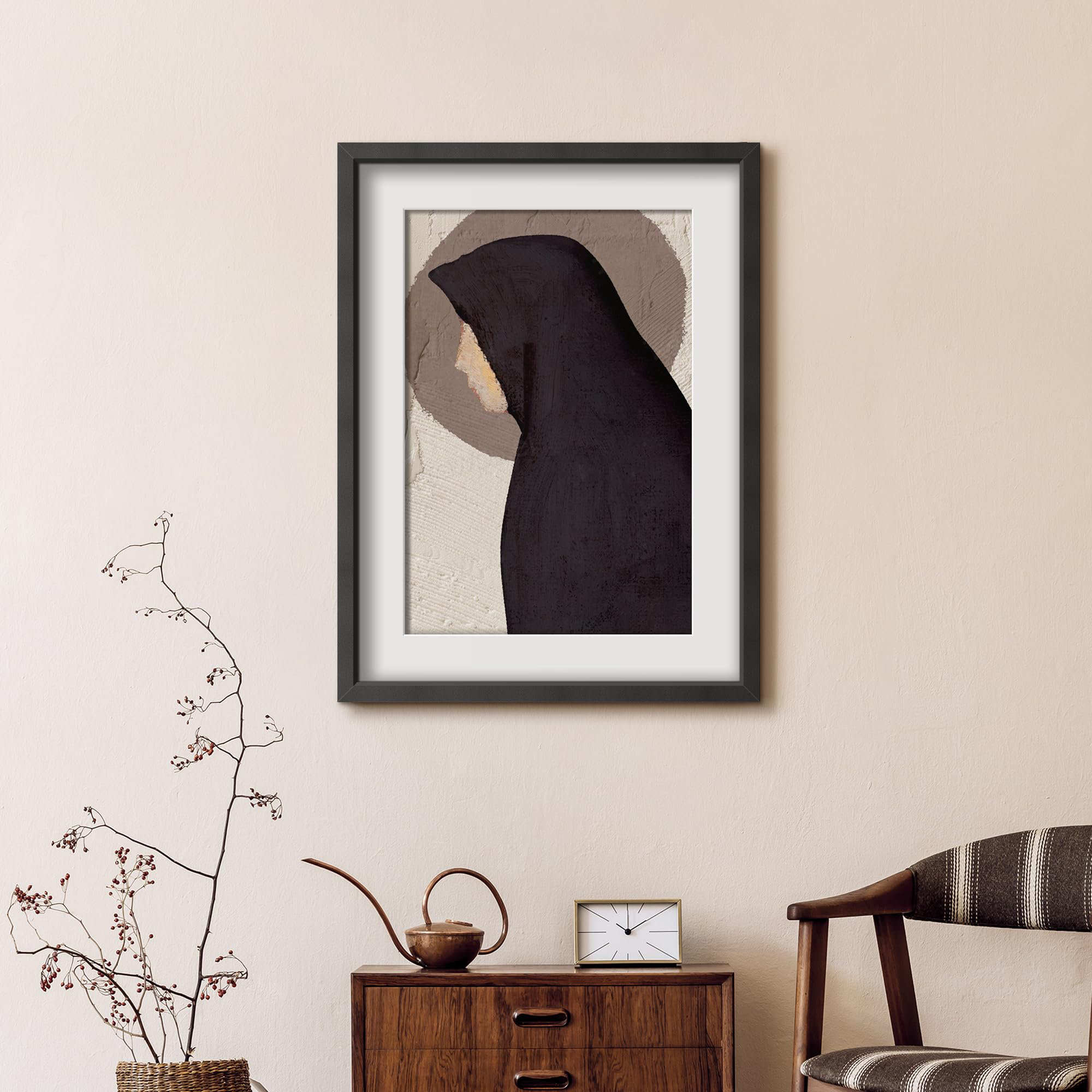 wall26 Contemplative Silhouette Modern Abstract Portrait Framed On ...