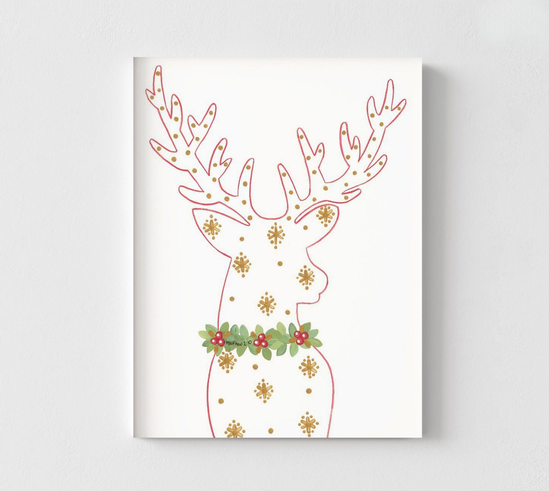 WeFrameArt Reindeer Line Art Minimalist Festive Poster Framed Deer ...