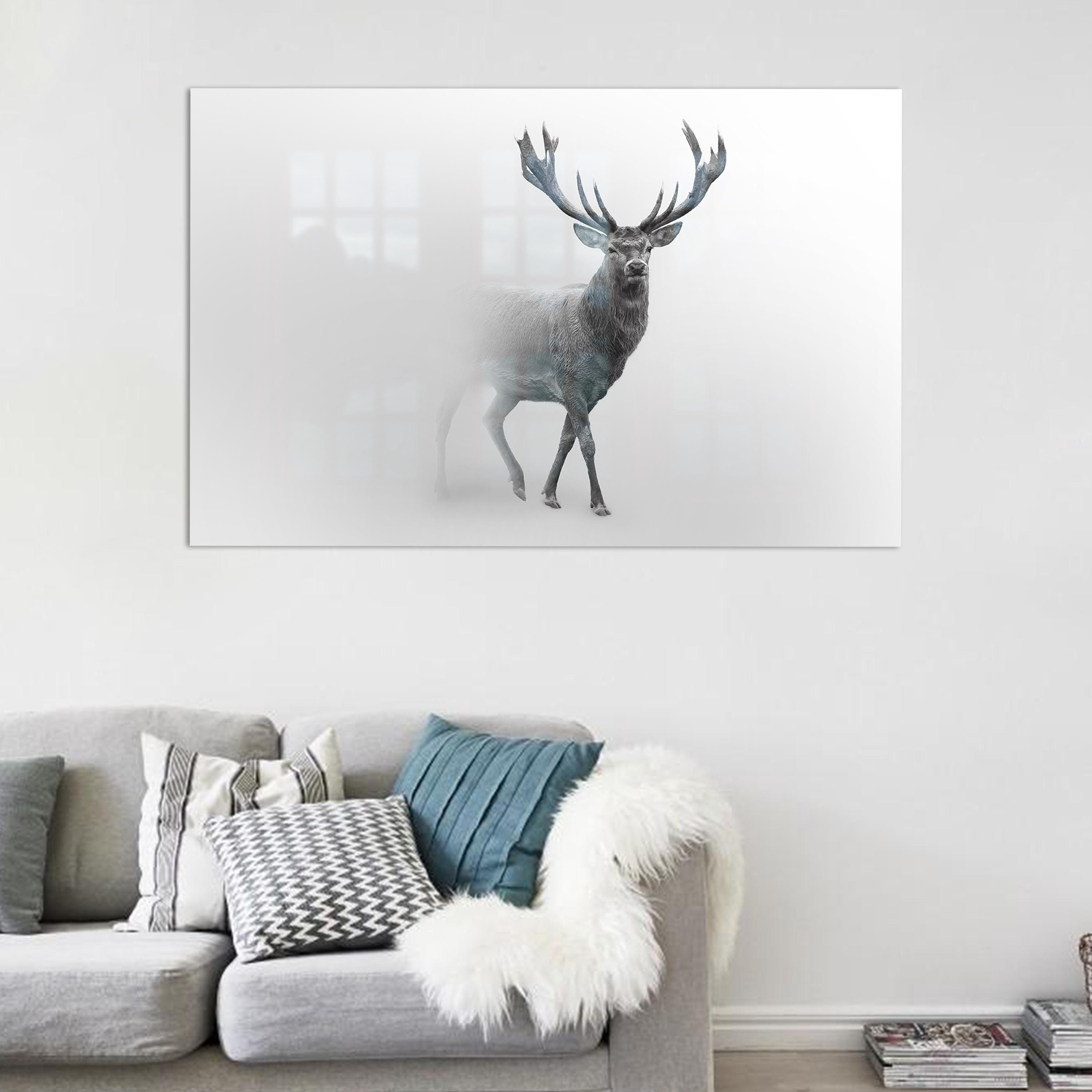 Loon Peak® Stunning Framed Reindeer Wall Art in Tempered Glass Perfect ...