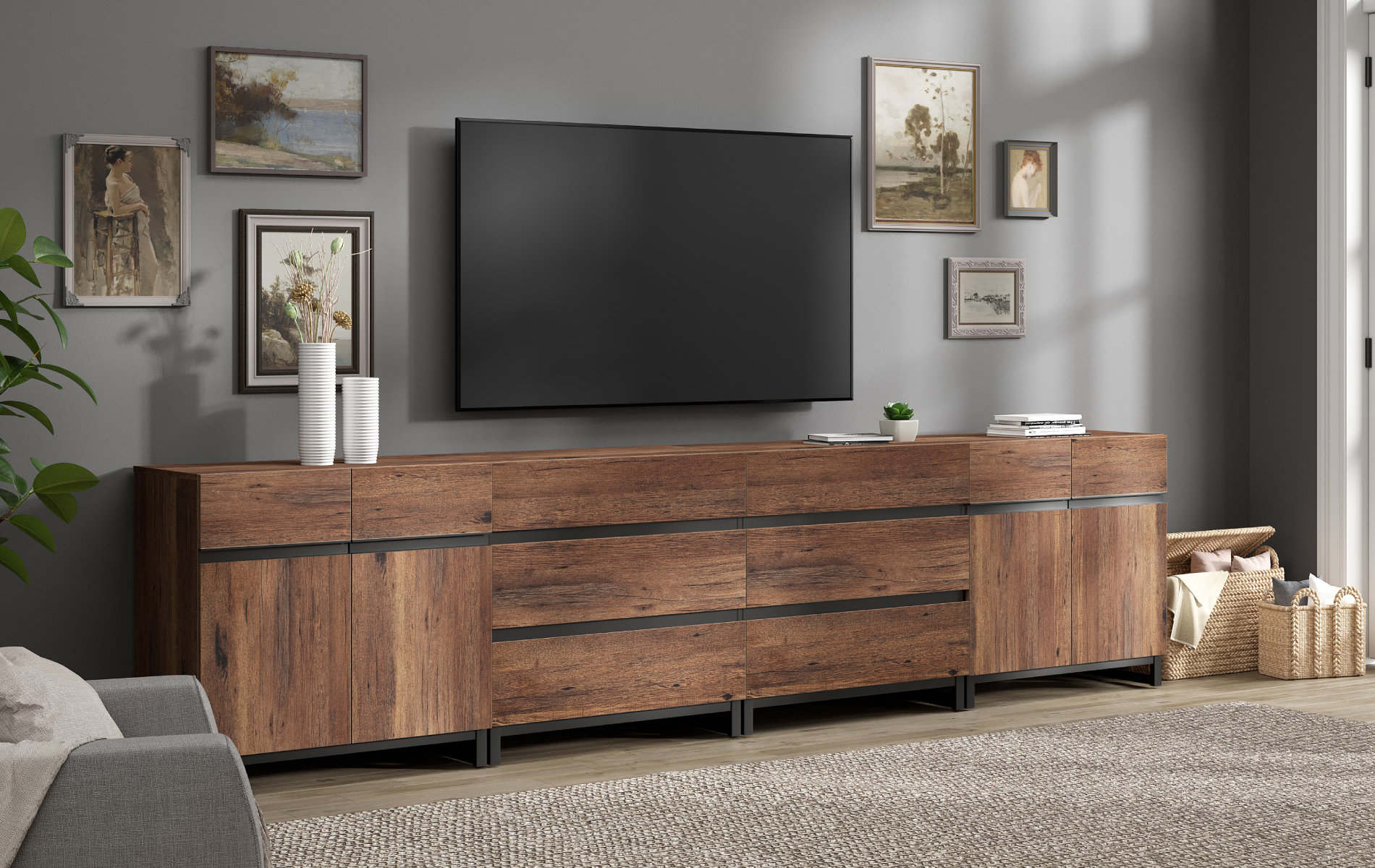 Latitude Run® Modern TV Stand For Tvs Up To 120 Inch, 4 In 1 TV Console ...