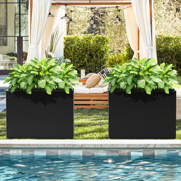 Latitude Run® Gearline Large Metal Rectangular Planter Box - Large ...