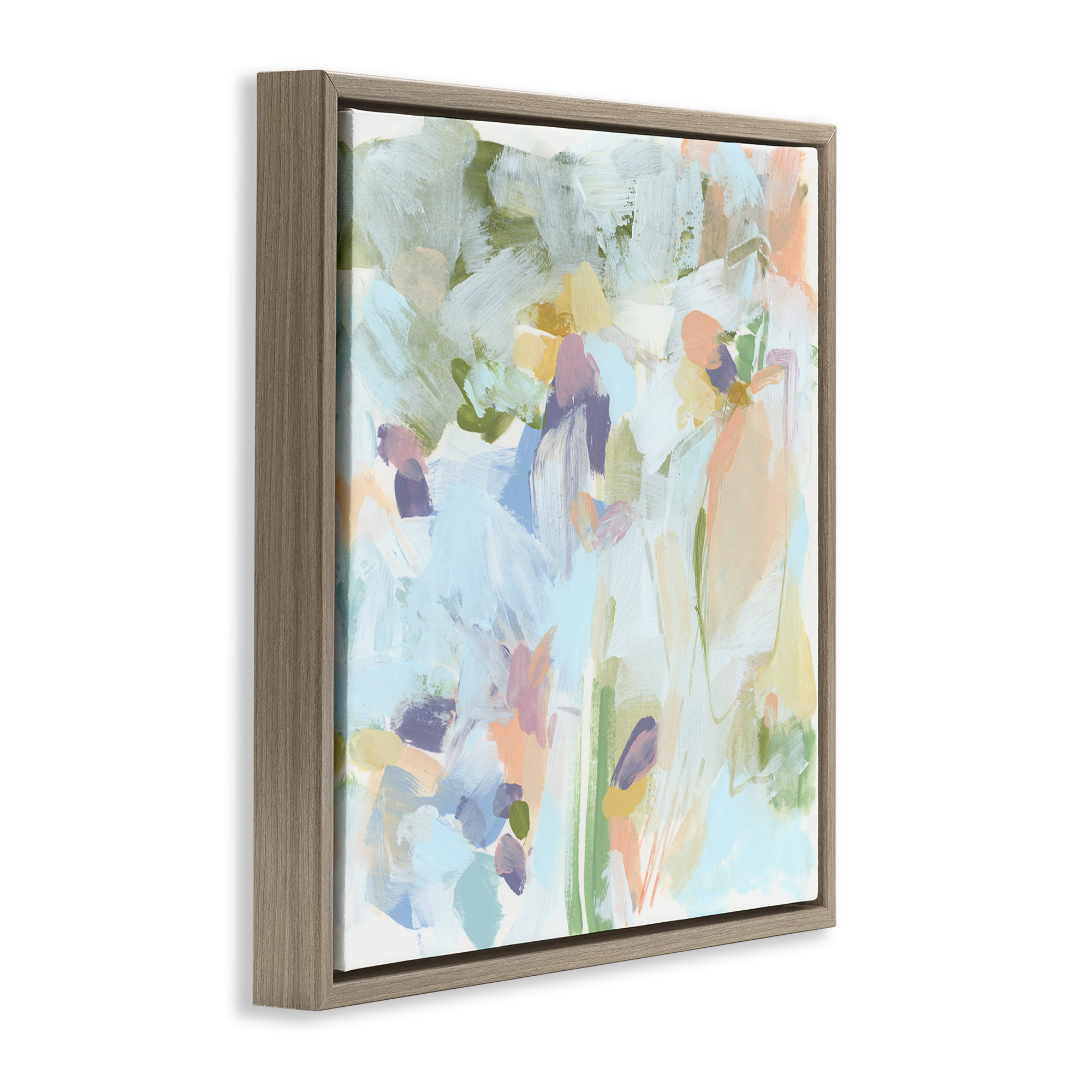 Wrought Studio™ Chaotic Pastel Arrangement Framed Floater Canvas Wall ...