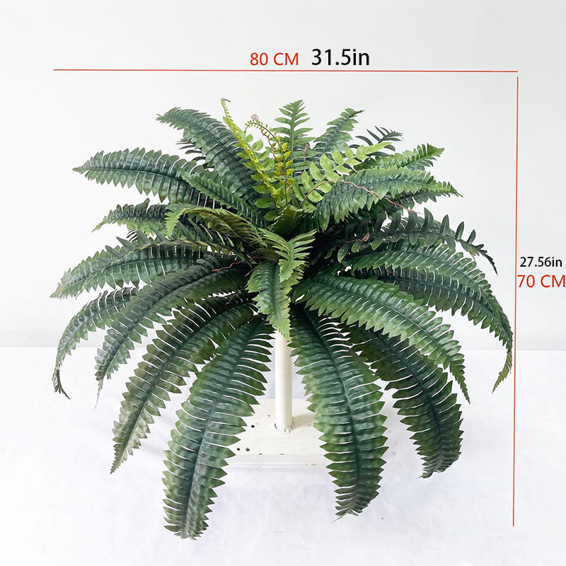 Primrue 2 pcs Artificial Fern Plants, Plastic Shrubs Fake Grass Bushes ...