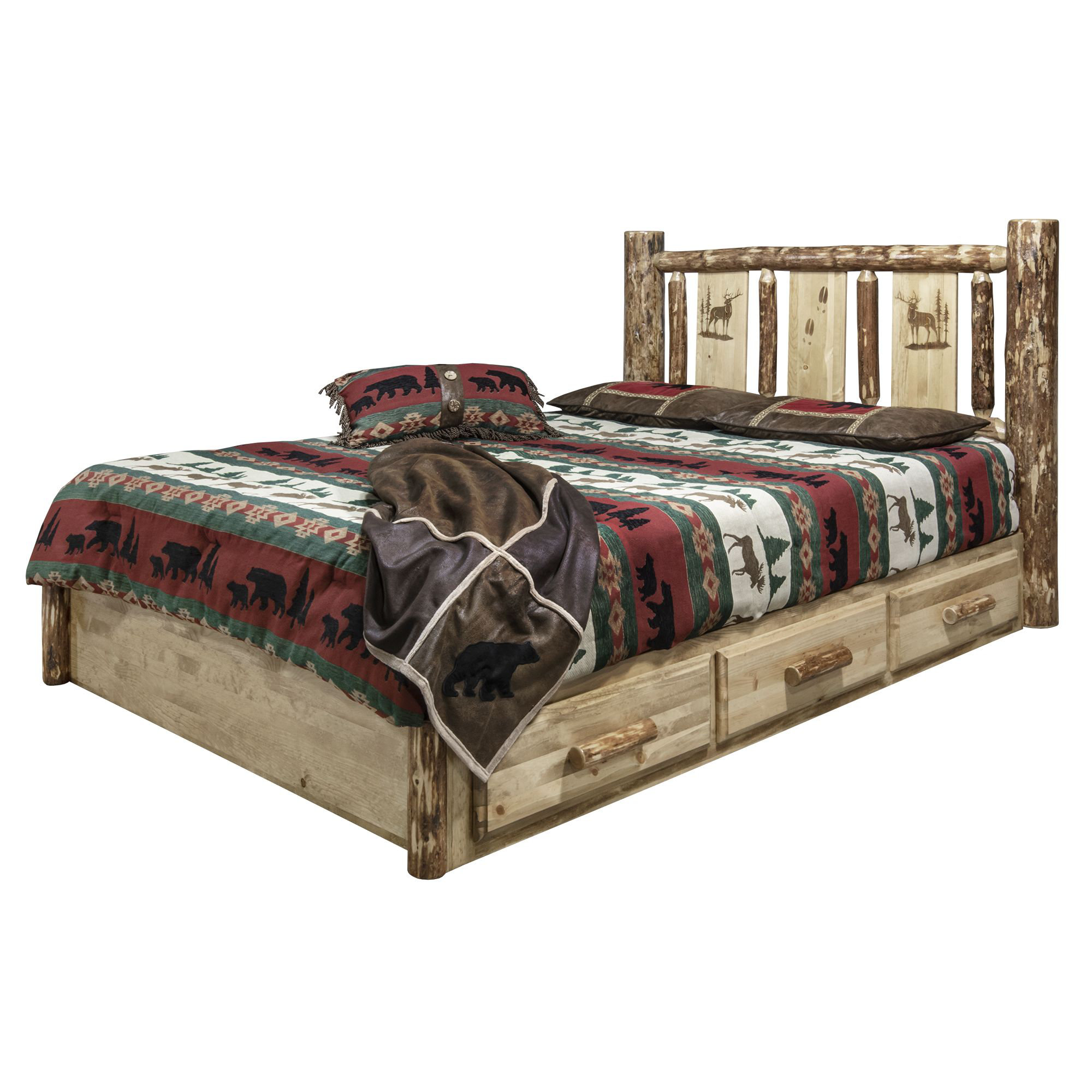 Loon Peak® Glacier Country Collection Lodge Pole Pine Platform Storage ...