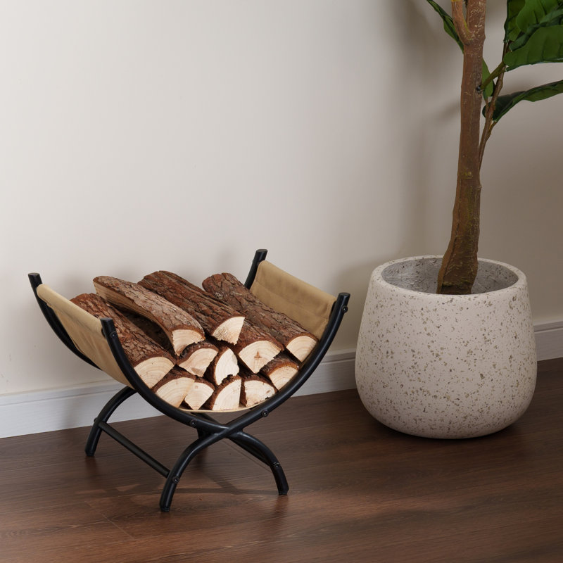 17 Stories Somi Black Indoor Outdoor Firewood Holder Rack | Wayfair