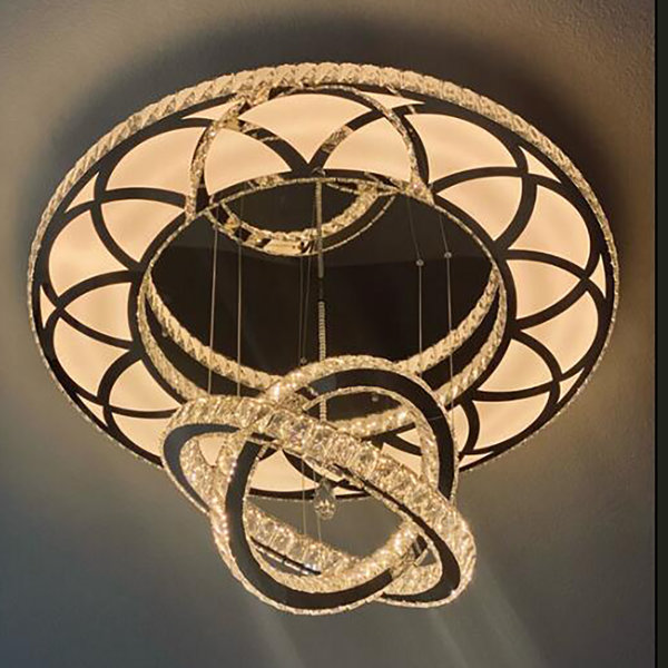 Rosdorf Park 32inch Modern LED Crystal Flower Chandelier Dimmable ...