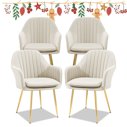 Mercer41 Deamon Upholstered Arm Chair (Set of 4) & Reviews | Wayfair