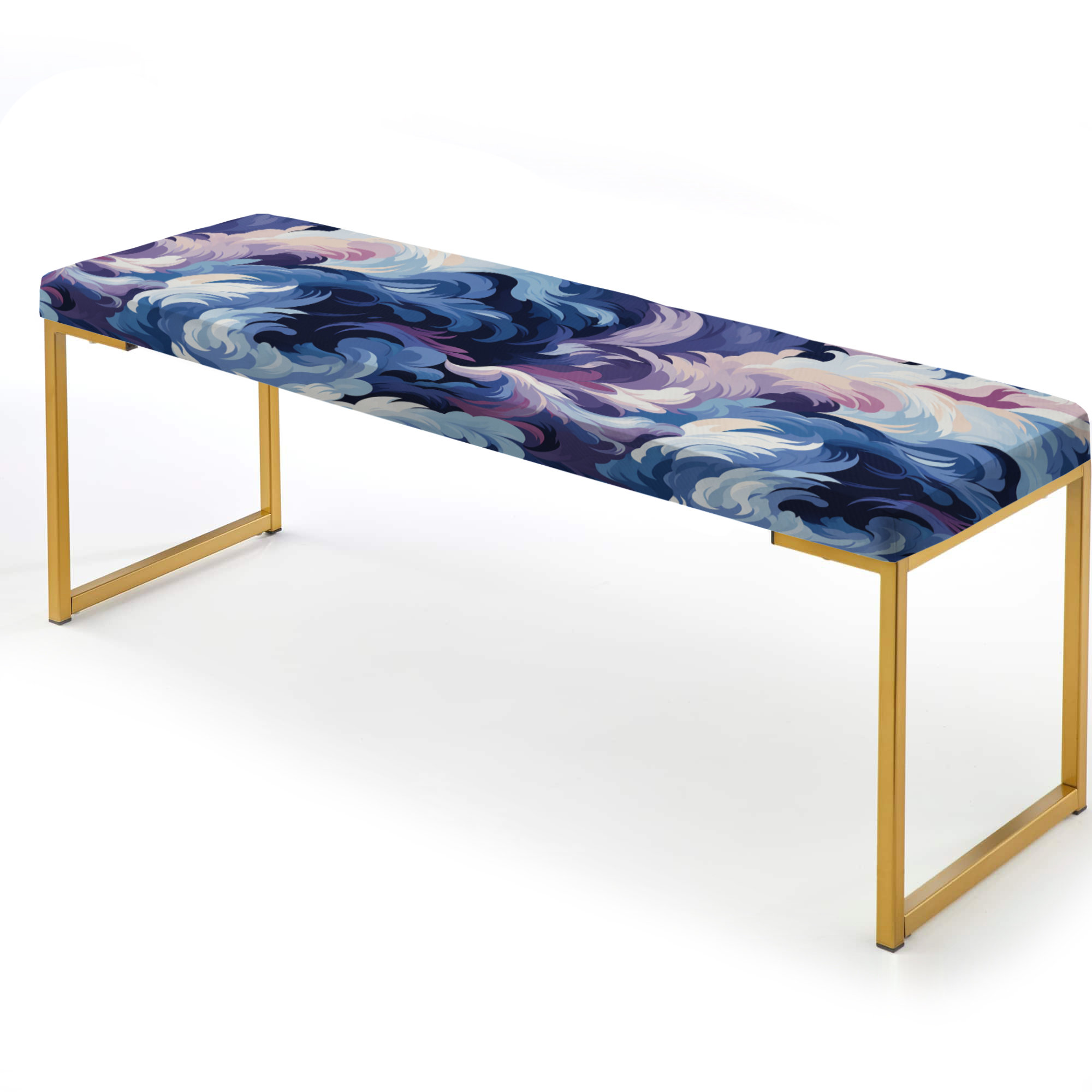 Design Art Celestial Aura Ripple - Abstract Upholstered Gold Bench | Wayfair