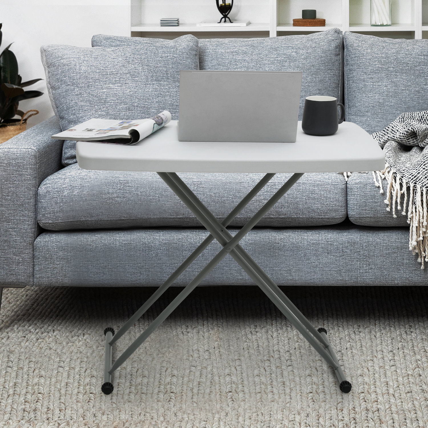 Ebern Designs Oiva 30" Adjustable TV Tray Table, Flip Top Portable ...