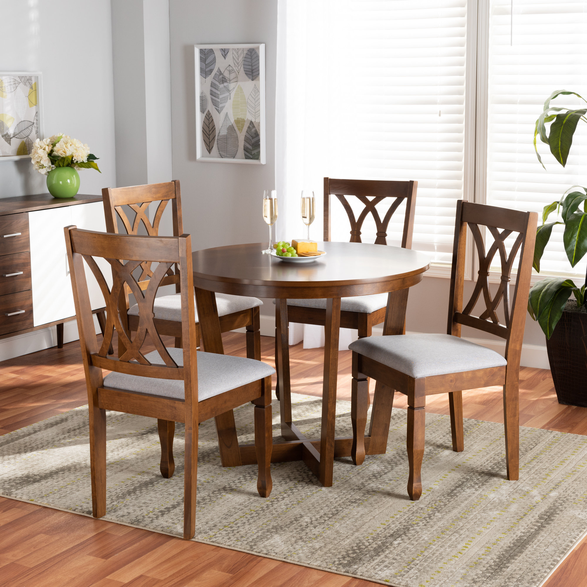 Alcott Hill Jillian 5 - Piece Rubberwood Solid Wood Dining Set ...