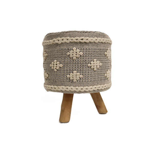 Union Rustic Gerrel 14" Wide Round Geometric Footstool Ottoman | Wayfair