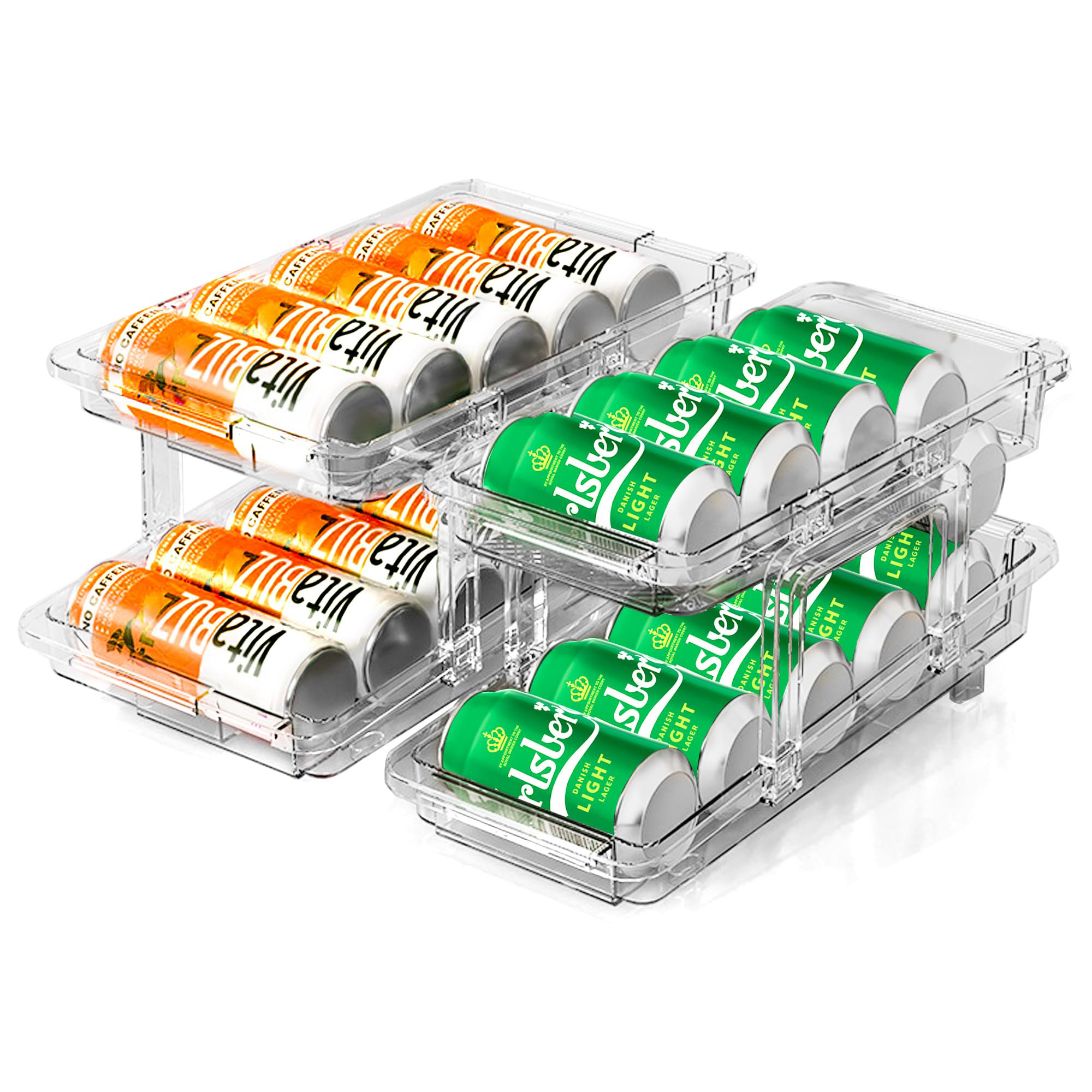 Prep & Savour Soda Can Organizer For Refrigerator,2 Tier Stackable Can ...