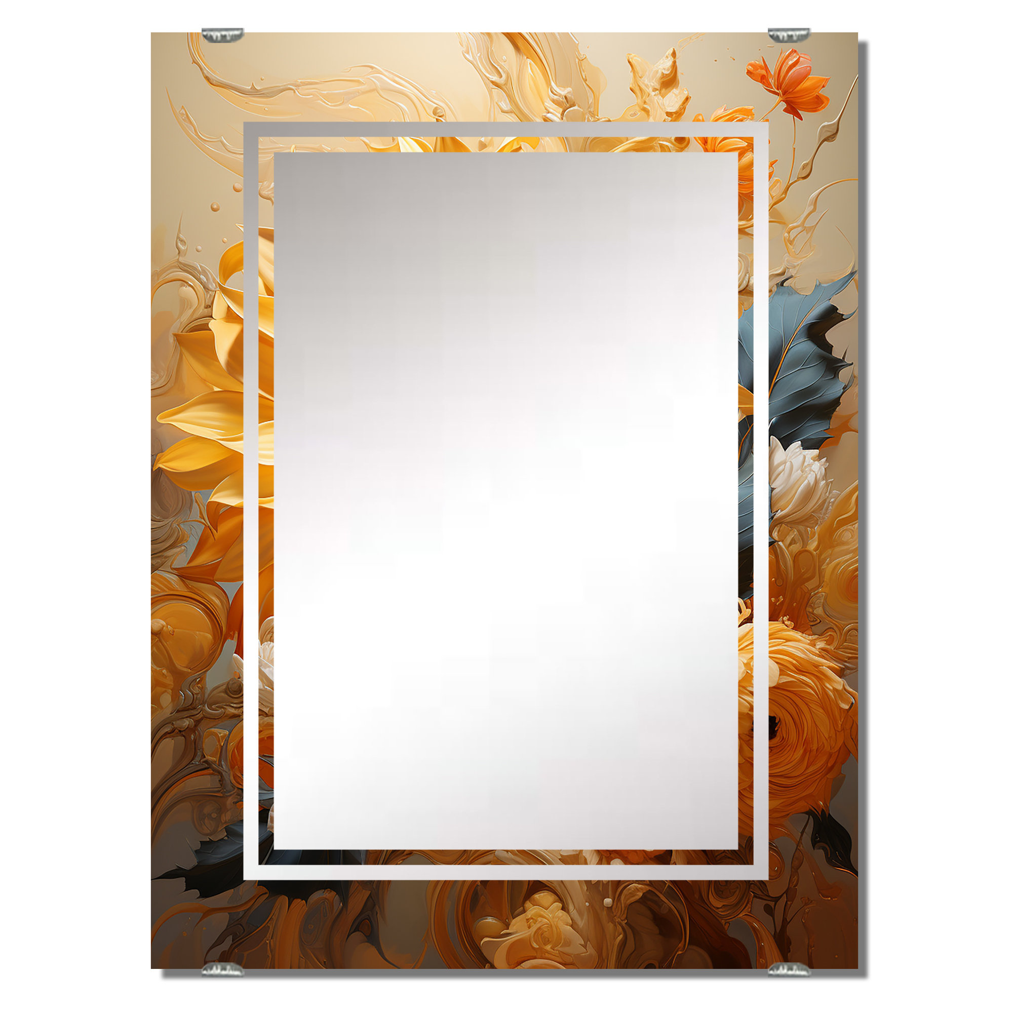 Ebern Designs Kimberla - Sunflowers Wall Mirror Large MIR141733 | Wayfair