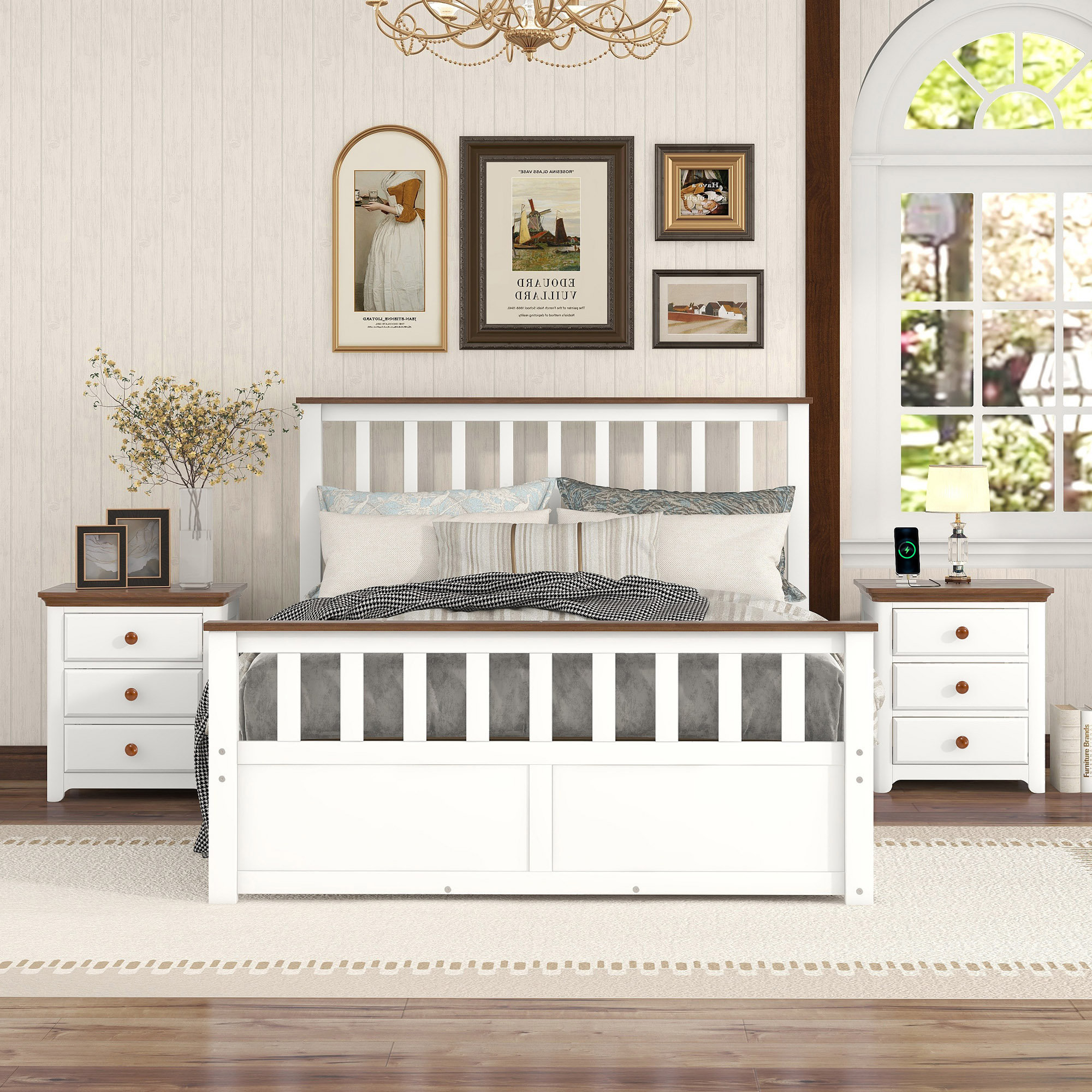 Red Barrel Studio® 3-Pieces Bedroom Sets Platform Bed with Two ...