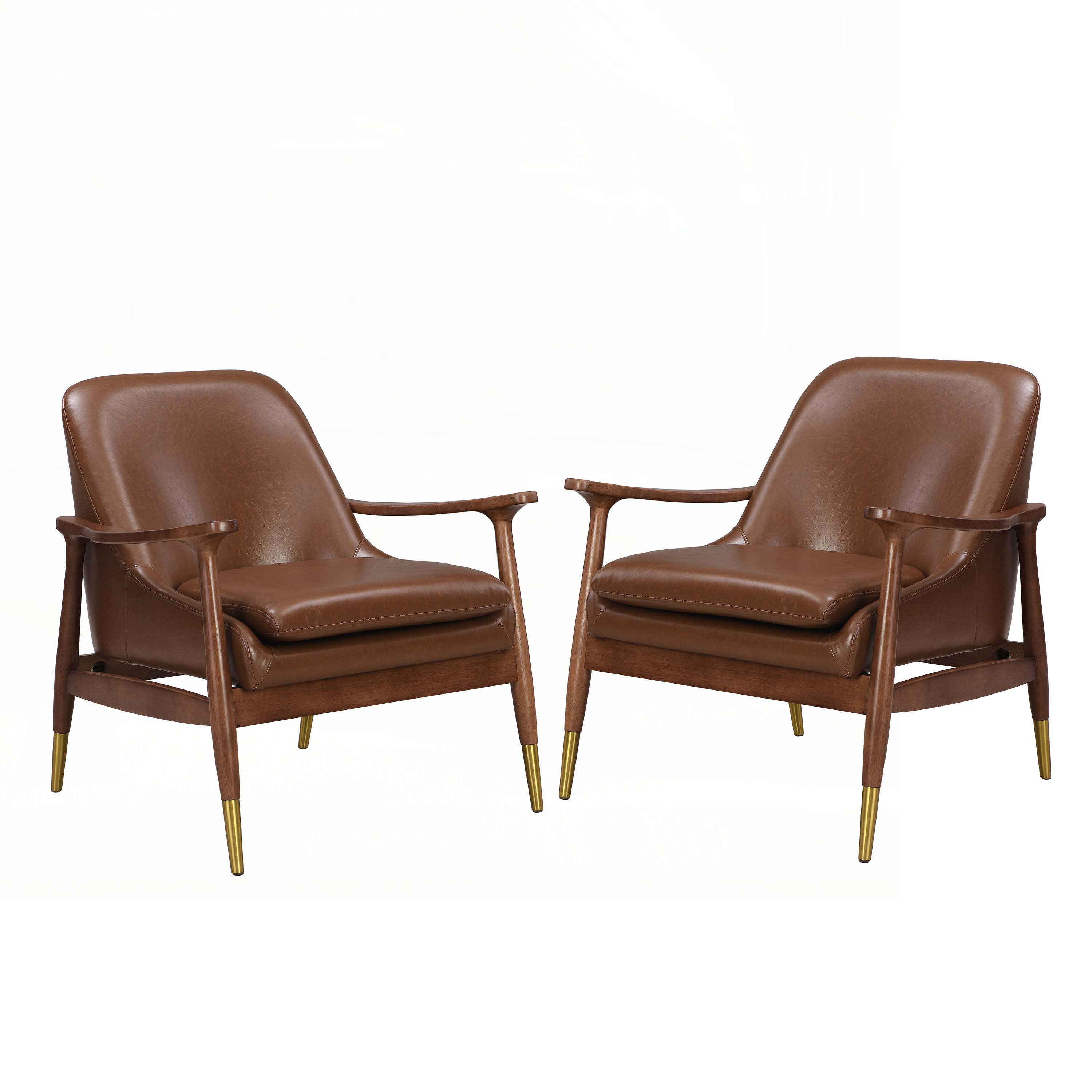 Everly Quinn Faux Leather Upholstered Club Chair Set with 4 Legs | Wayfair