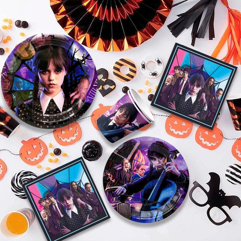 Ebern Designs Wednesday Birthday Supplies, 66pcs Wednesday Addams ...