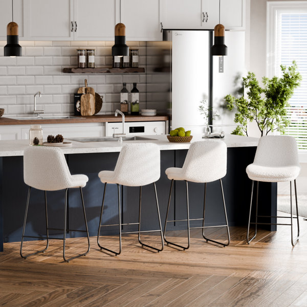 Ivy Bronx Upholstered Metal Frame Bar & Counter Stools With Backs (Set ...