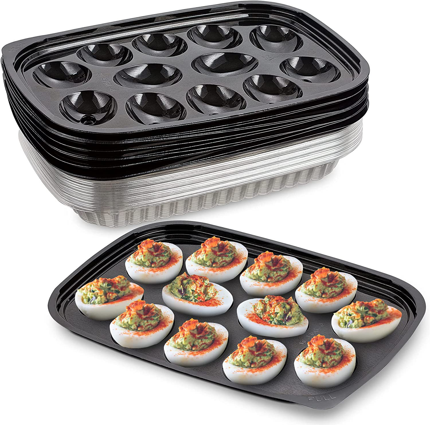 Prep & Savour Curtez Disposable Plastic Deviled Egg Carrier/Deviled Egg ...