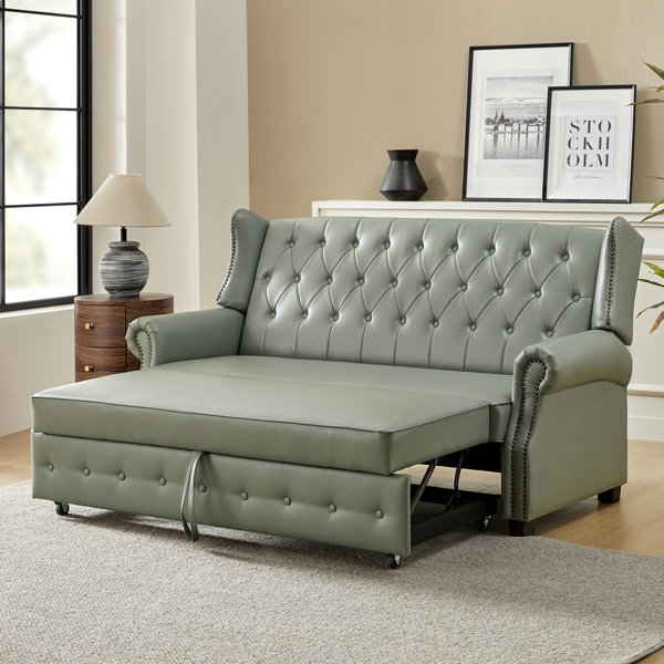 Lark Manor™ Atravion 73.5'' Transitional Vegan Leather Sofa Bed with ...