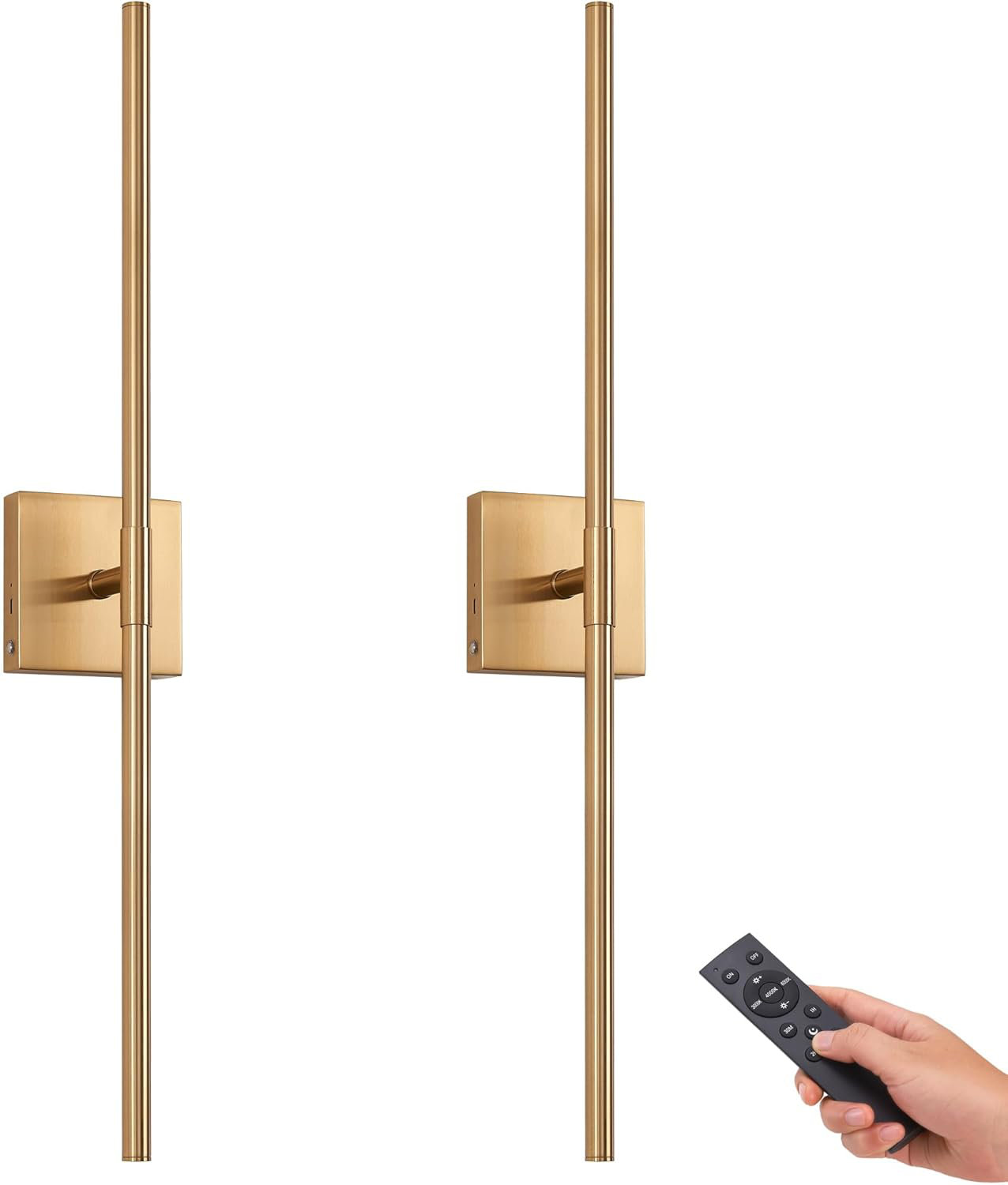 One Allium Way® Battery Operated Gold Wall Sconces Set of 2, Wireless ...