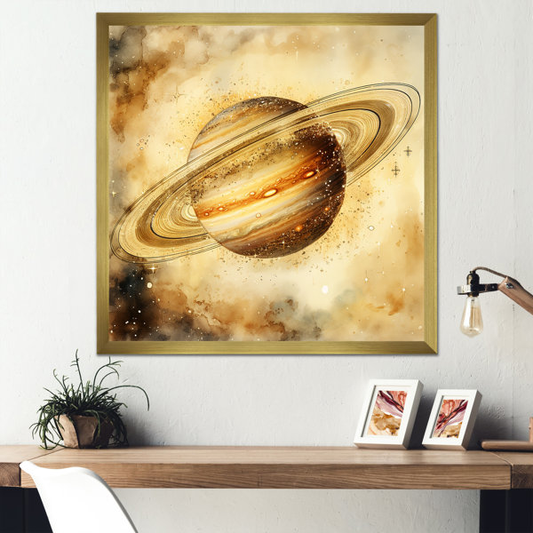 Winston Porter Vintage Saturn Planet- Space Planet Wall Art | Wayfair