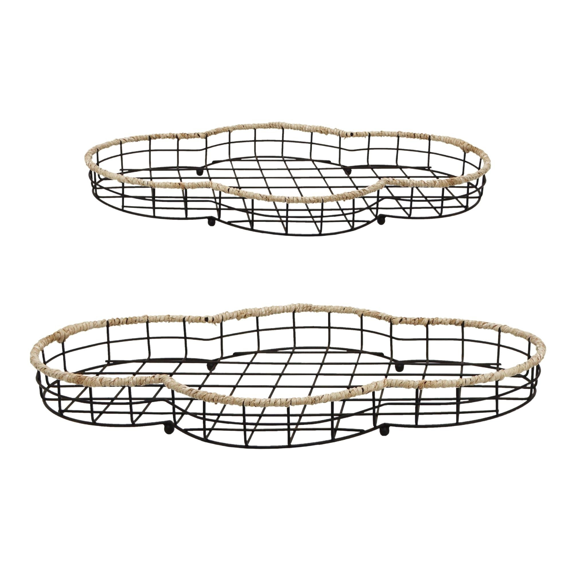Dakota Fields VIP Metal 20.25 in. Black Ovals Shaped Tray Decor Set of ...