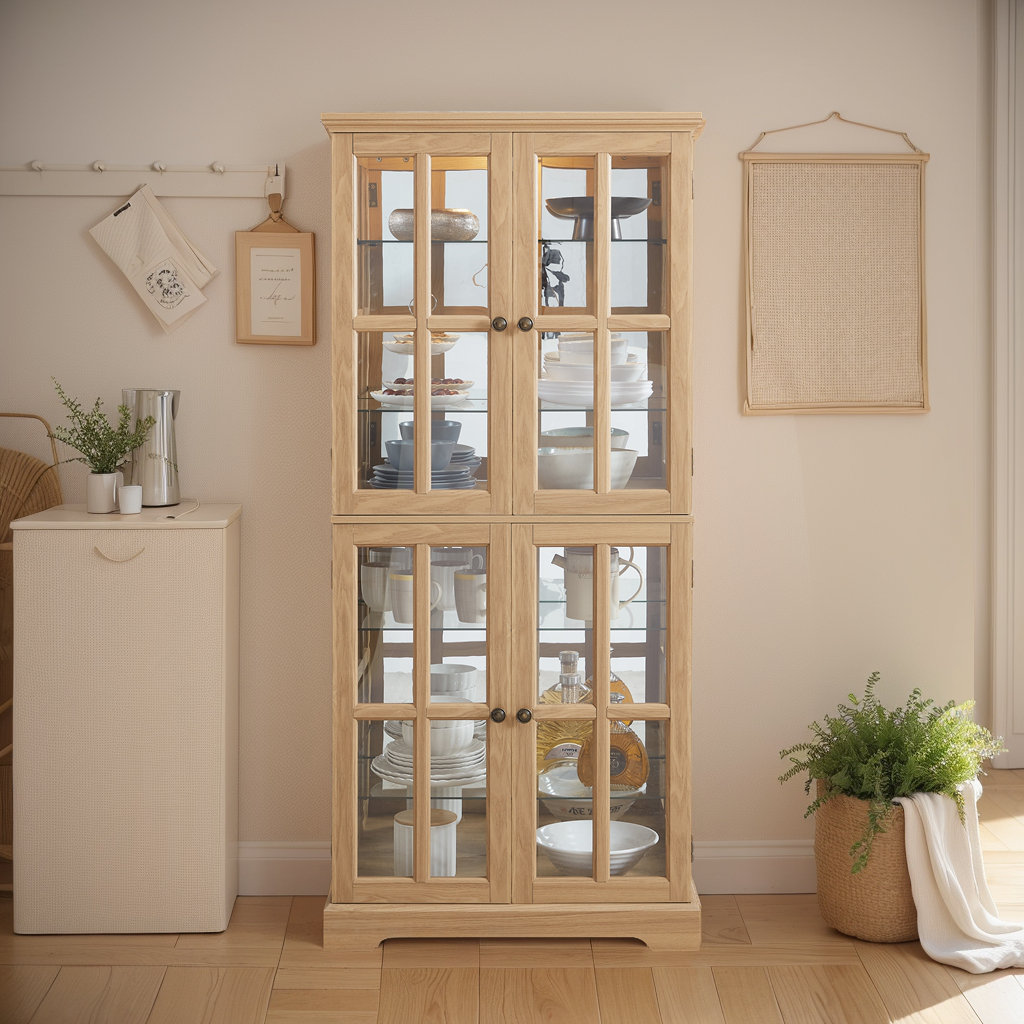 Alcott Hill® Curio Display Cabinet,Antique Display Cabinet with Glass ...