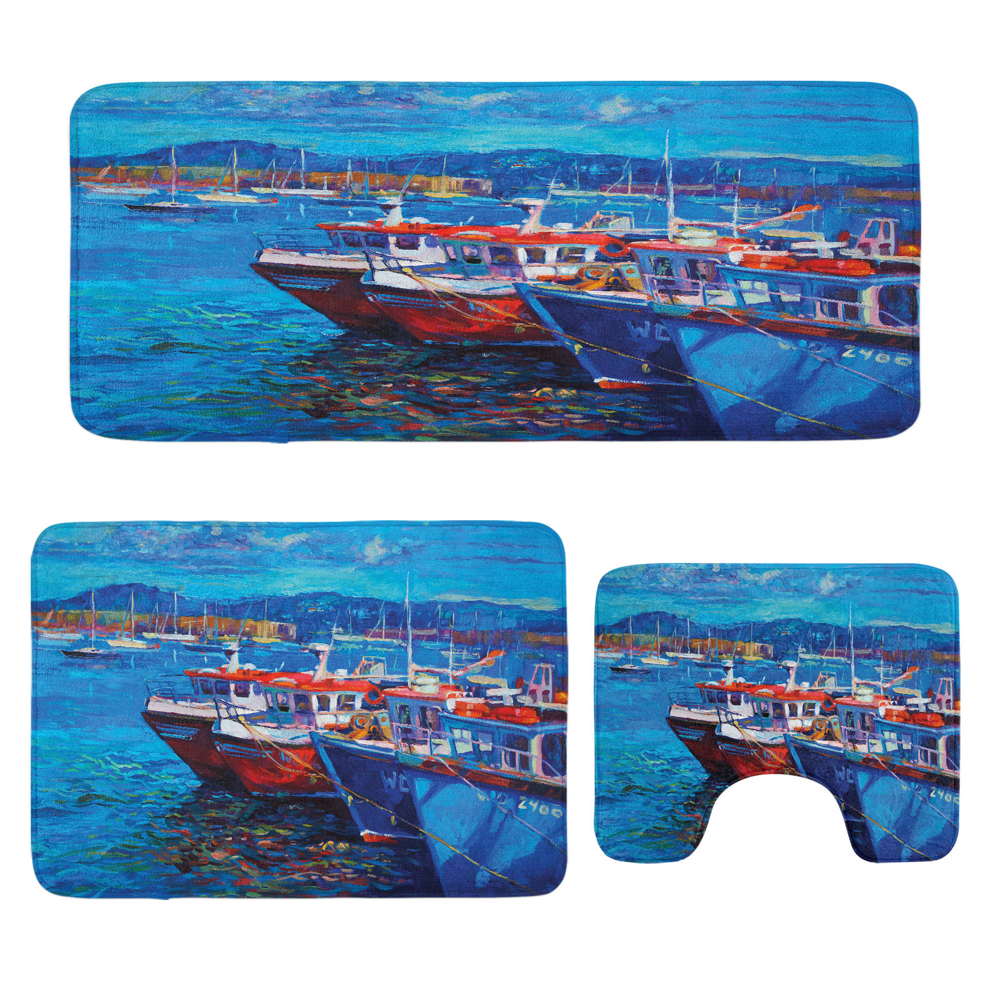 East Urban Home Maritime Bathroom Rug Set 3 Pieces U-Shape & Rectangle ...