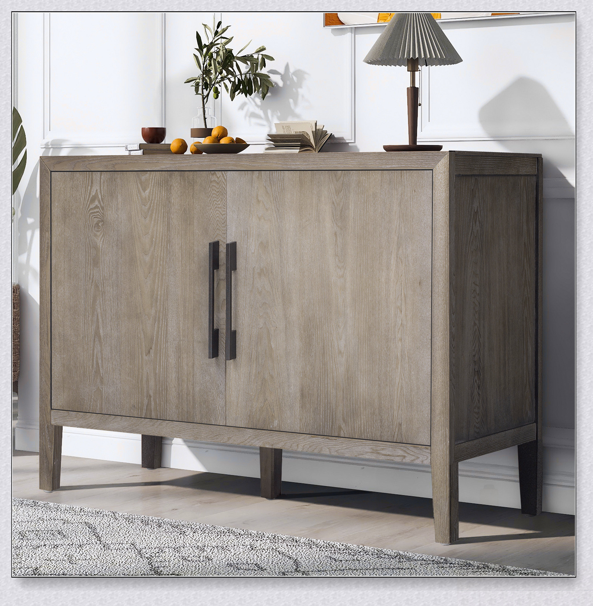 Mercer41 47.2-Inch Farmhouse Sideboard With And 2 Doors, Retro Buffet ...