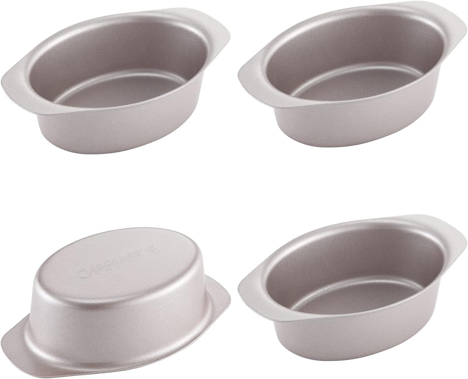 CHEFMADE 4 Piece Carbon Steel Non-Stick Oval Cake Pan Set | Wayfair