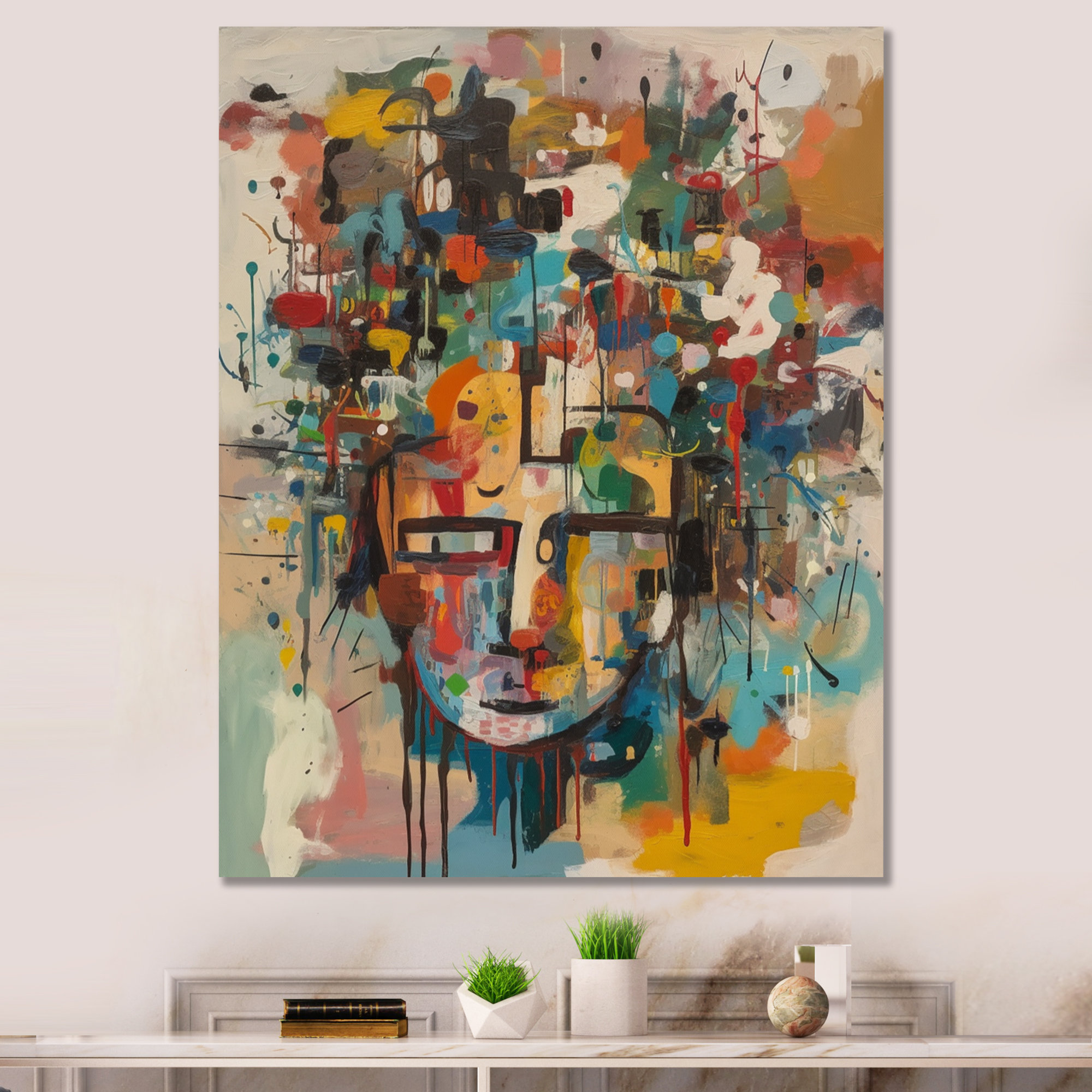 Wrought Studio™ Abstract Face Portrait II - Abstract Liquid Ink Canvas ...