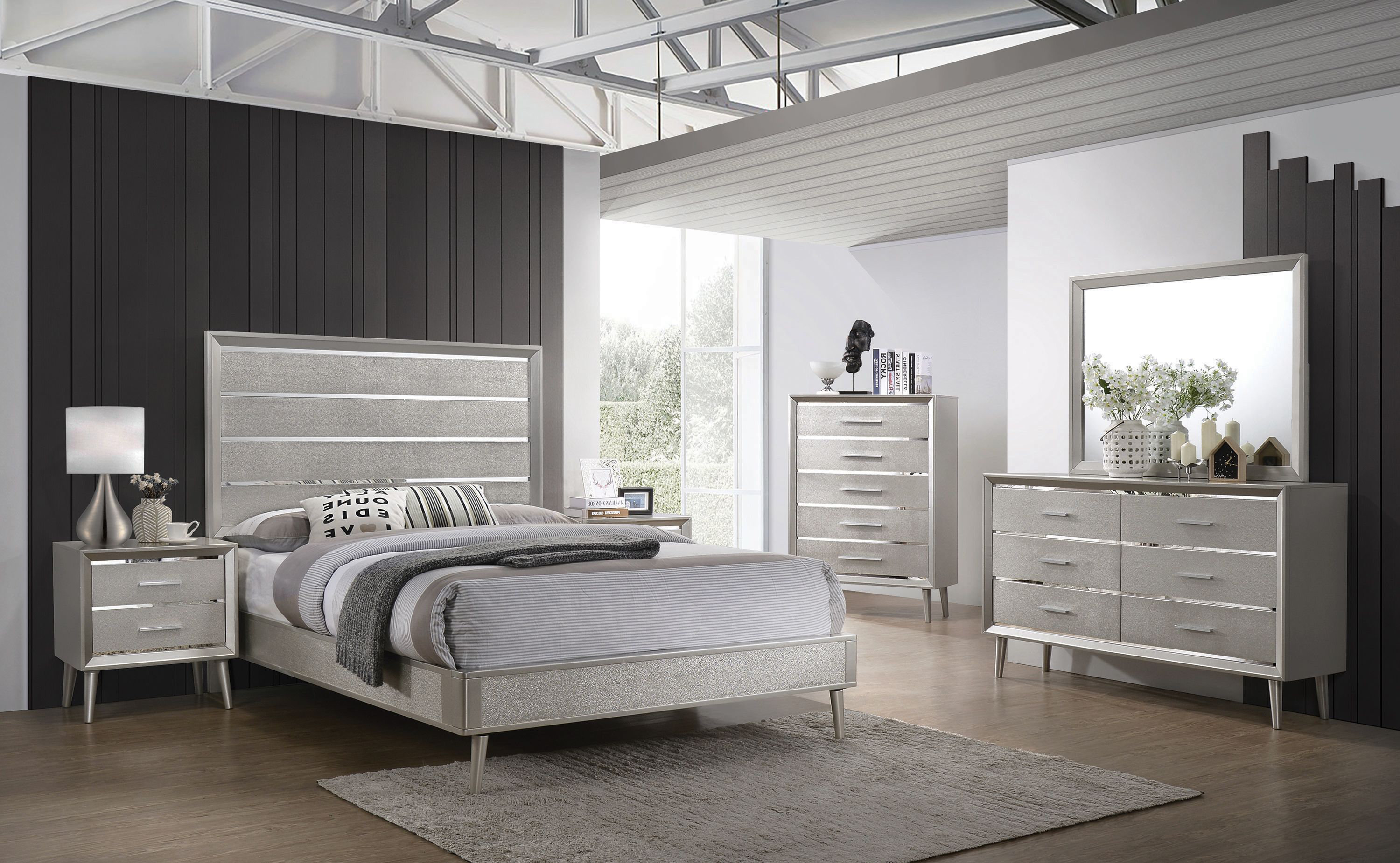 Latitude Run® Jeannee Dena Sterling Panel Bedroom Set_4 Piece | Wayfair