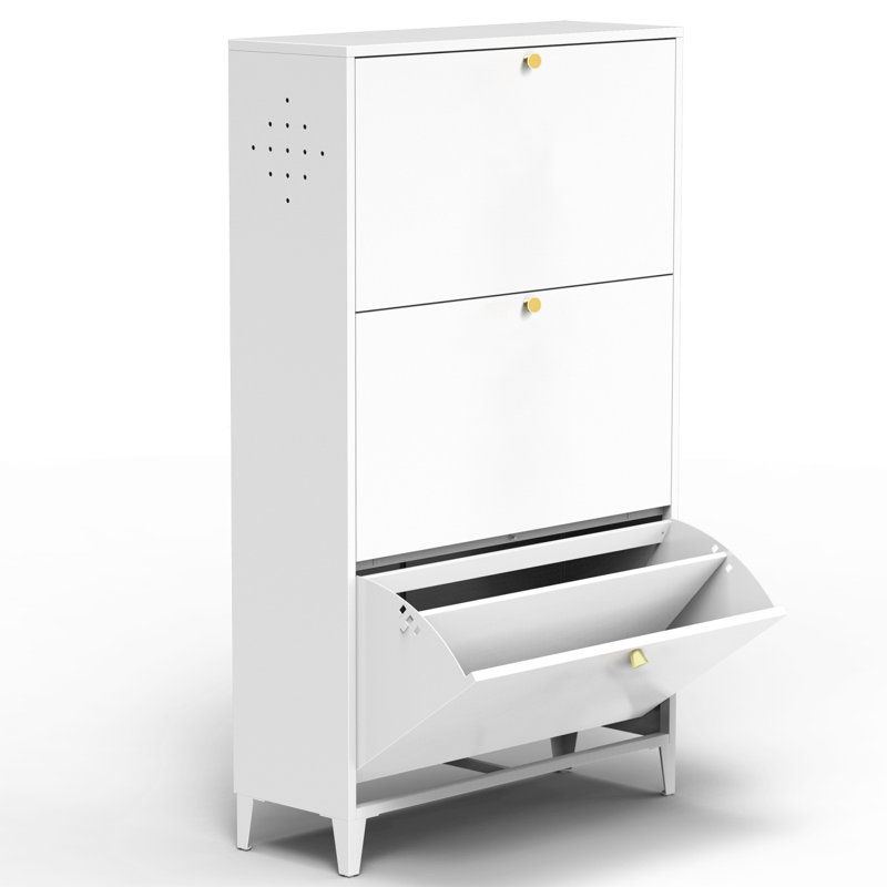 Latitude Run® 3 Drawer Steel Shoe Cabinet | Wayfair