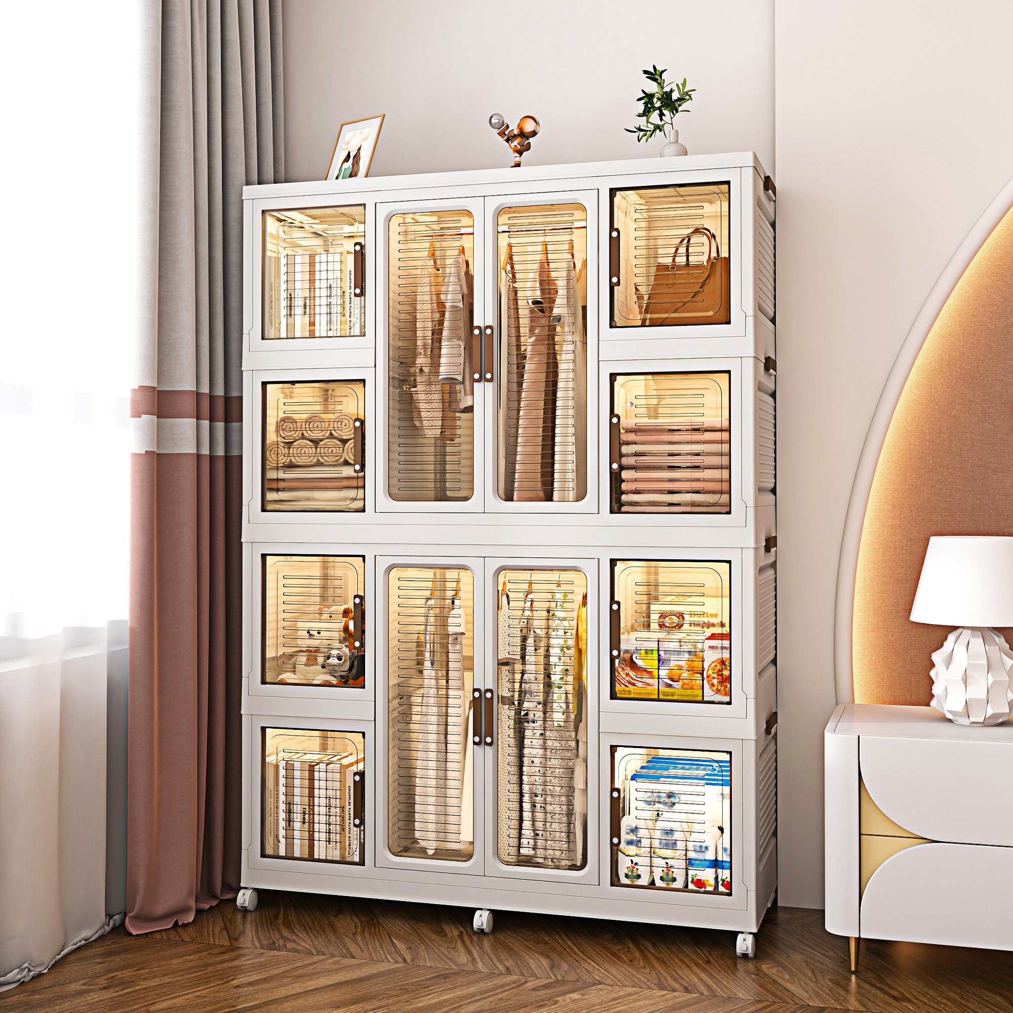 Latitude Run® Portable Wardrobe Closet Storage Organizer For Clothes ...