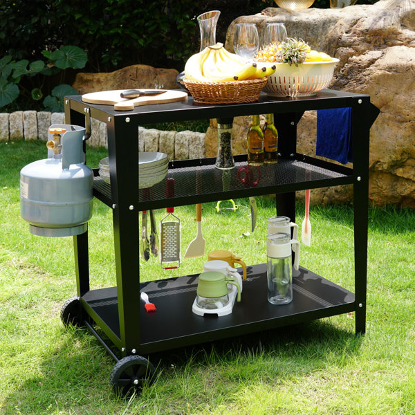 LIFETIME FLOORING LLC Outdoor Grill Table Pizza Oven Cart For Outside ...