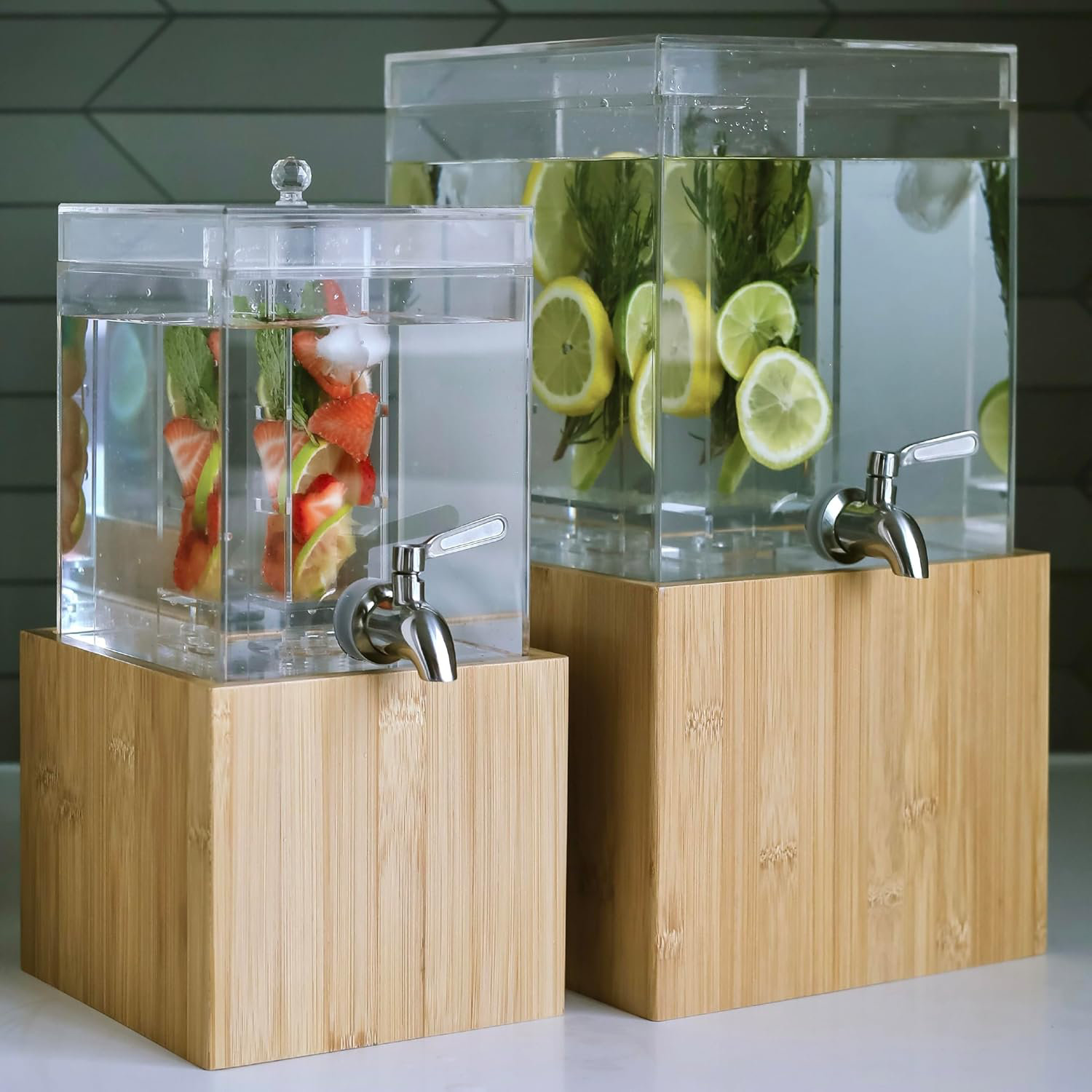 Stack man 2 Pack Acrylic Beverage Dispenser With Fruit & Herb Infuser ...