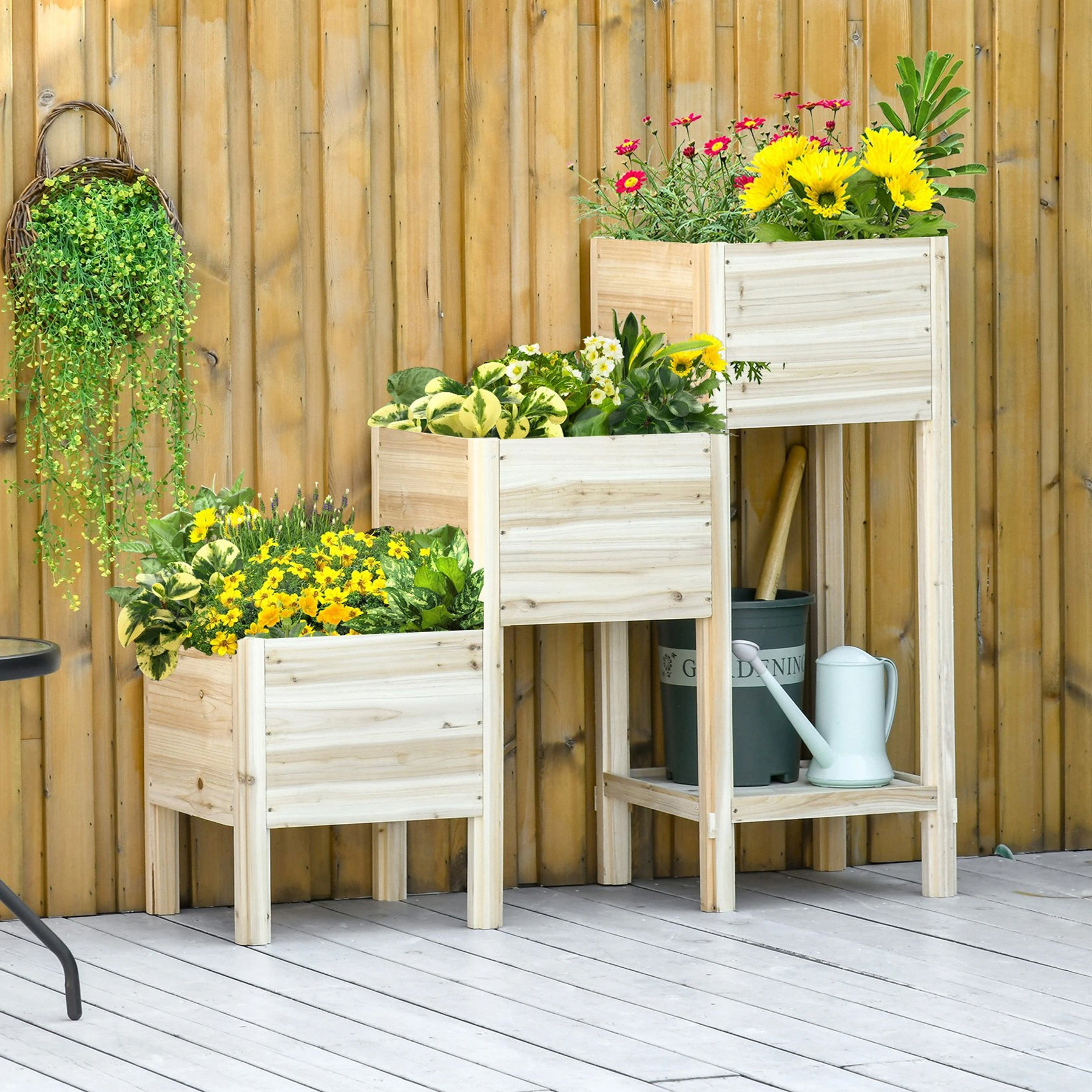 Freeport Park® Lit de jardin surélevé à 3 niveaux Ferri Outsunny avec ...