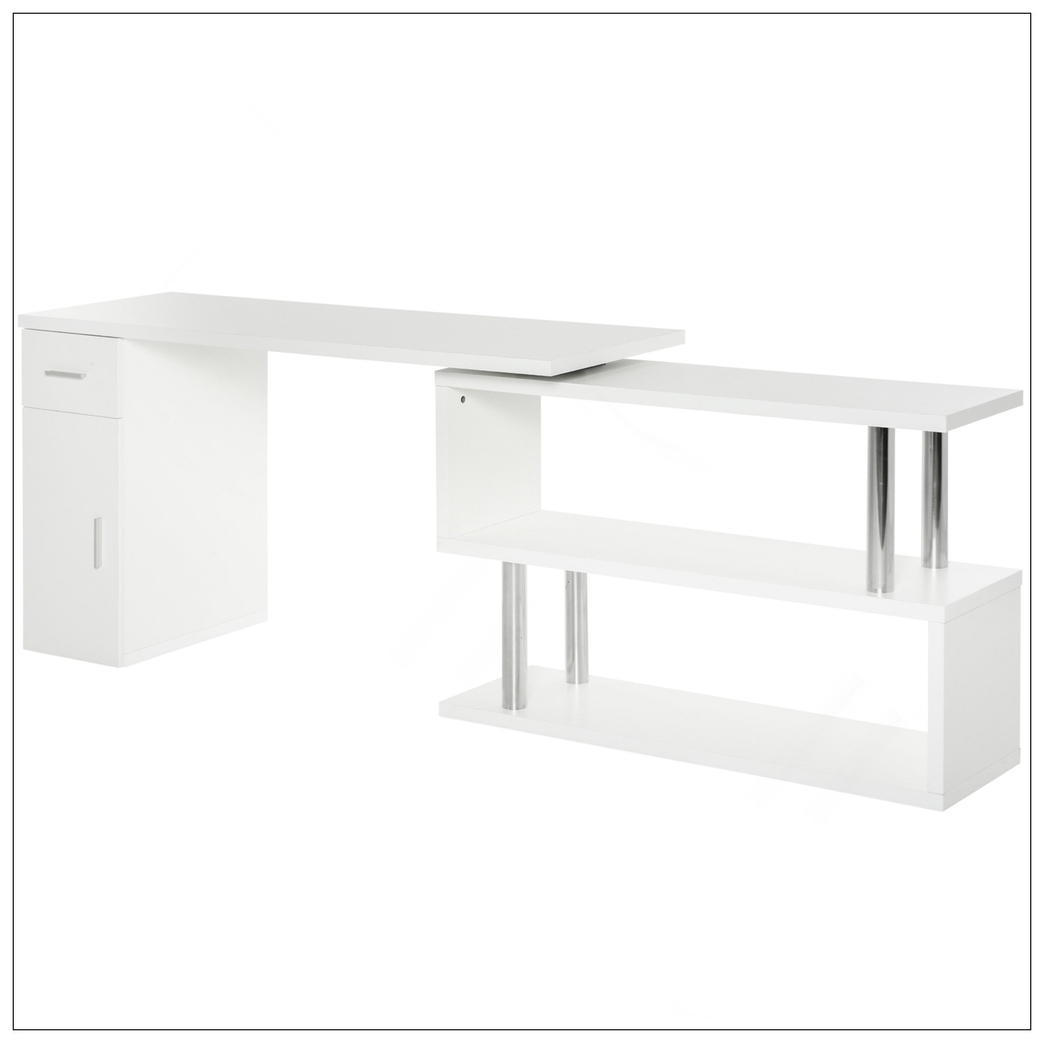 Latitude Run® Versatile Rotating Computer Desk With Abundant Storage ...