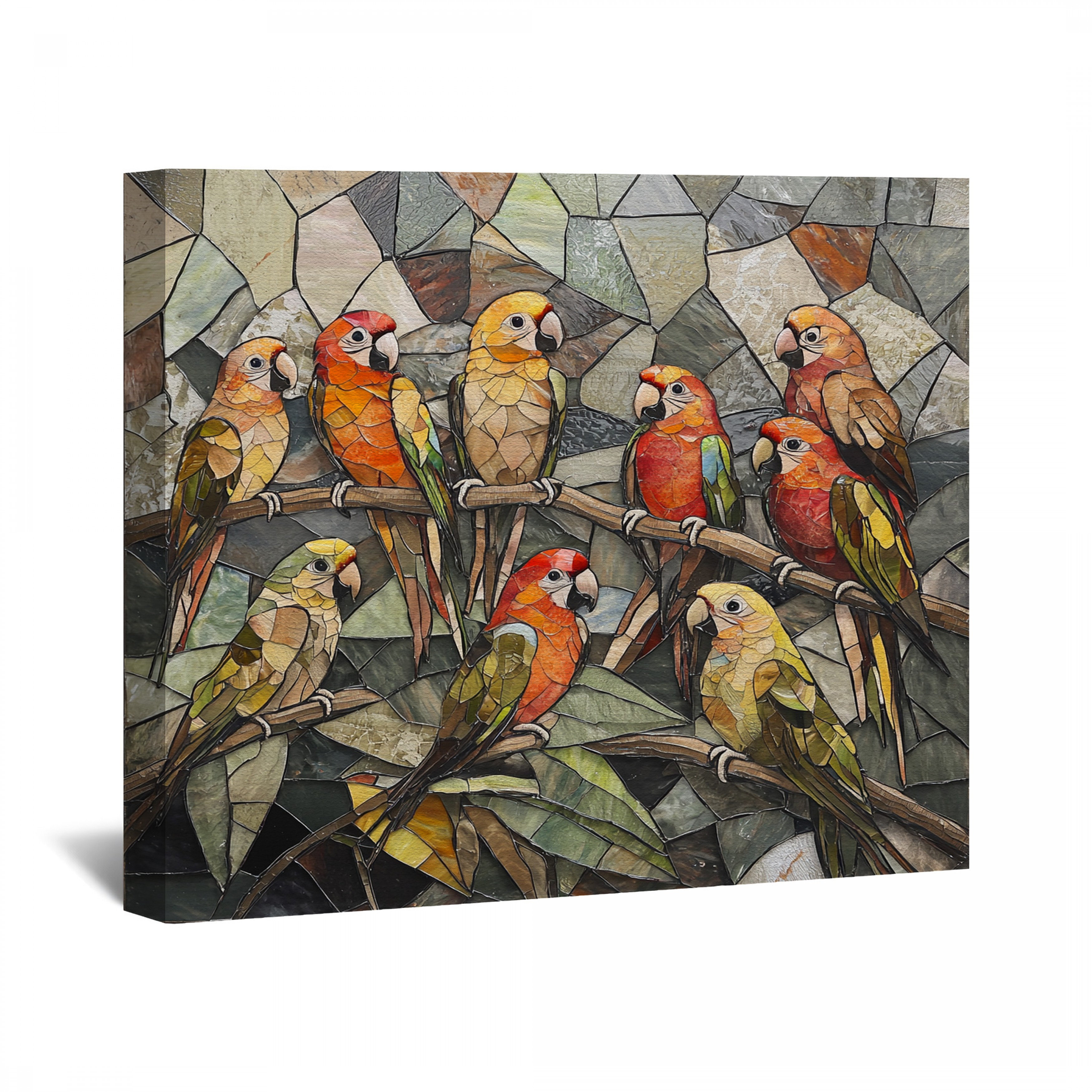Dakota Fields Parrot Mosaic Canvas Wrap - Bird Wall Decor | Wayfair