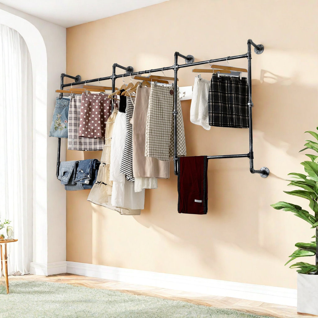 Williston Forge Heavy-Duty Clothing Rack, Industrial Wall Clothes Rack ...