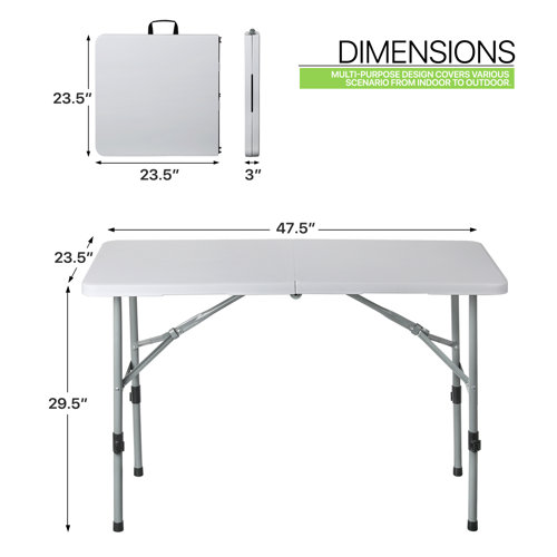 Bring Home Furniture 4-Foot Plastic Folding Table, Indoor Outdoor Desk ...