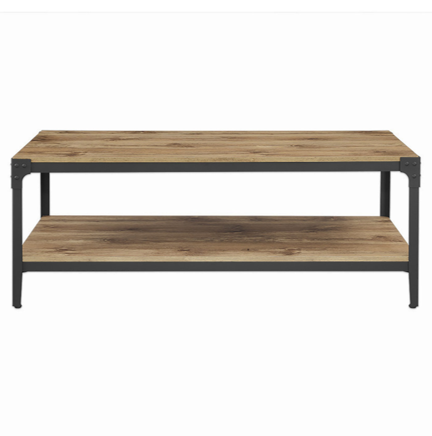 17 Stories Modern Industrial Metal Wood Coffee Table With Lower Shelf ...