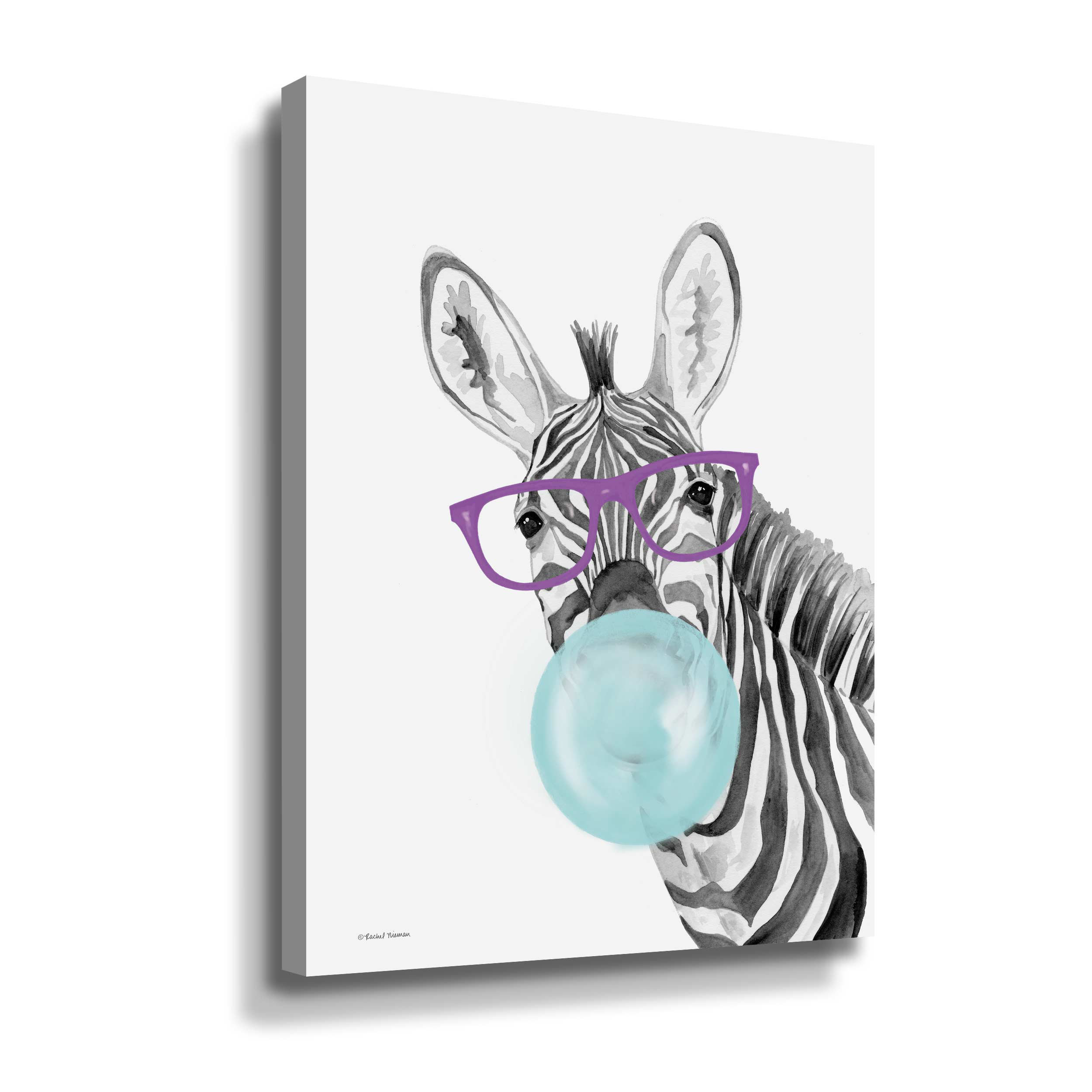 Trinx Bubble Gum Zebra Gallery Wrapped Floater-Framed Canvas | Wayfair