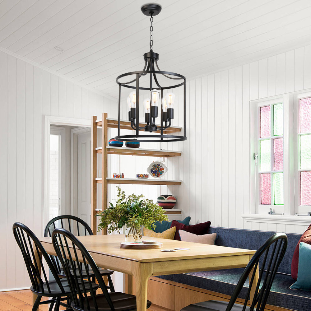 Winston Porter 6 Light Black Chandelier Pendant Light Fixture Kitchen ...