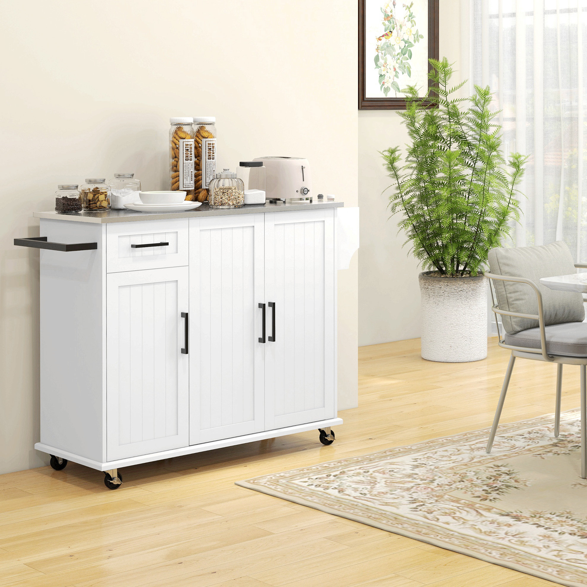 Lark Manor HOMCOM Kitchen Island With Storage, Rolling Kitchen Island ...