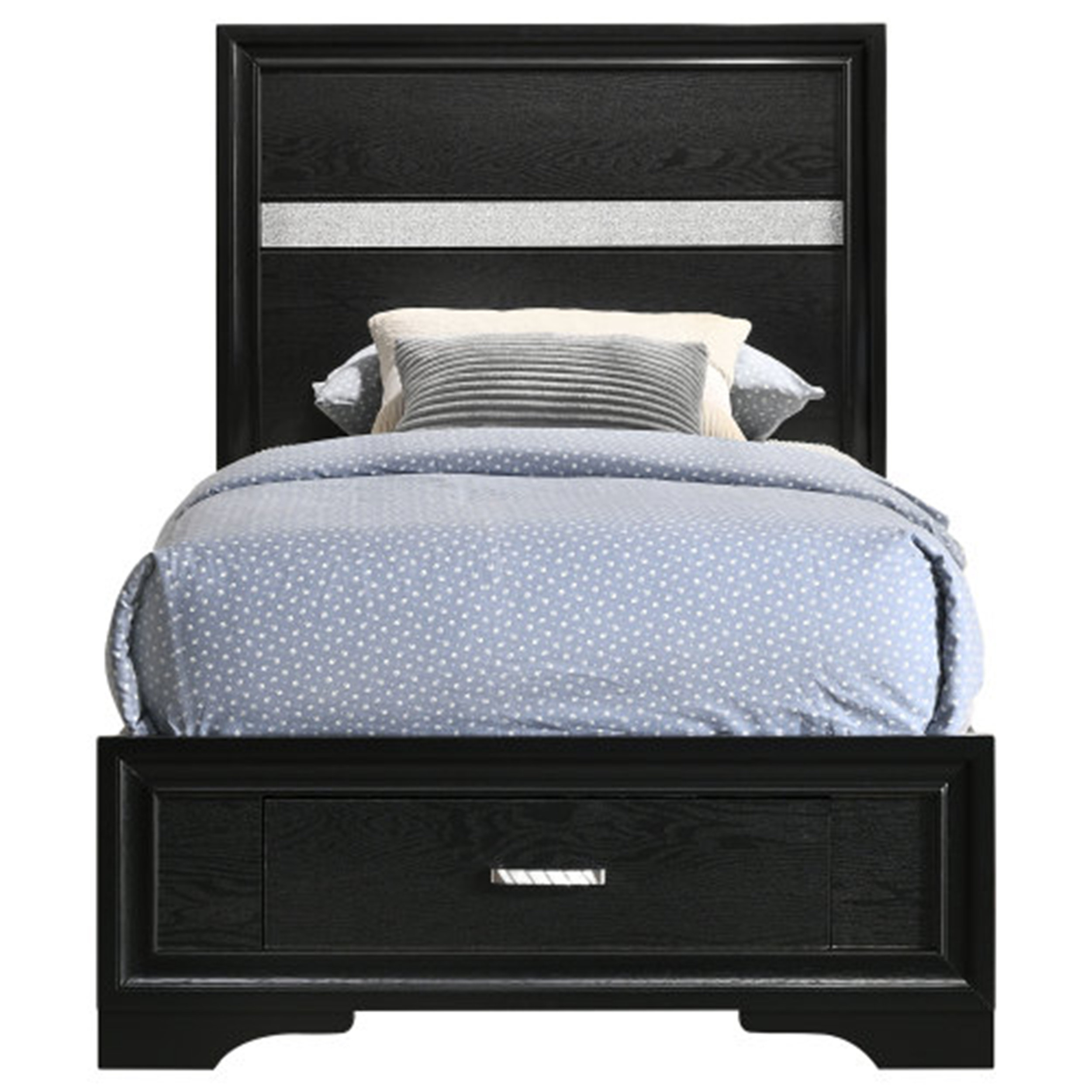 Latitude Run® Urbana Black Twin Bed with Functional Storage Panels ...