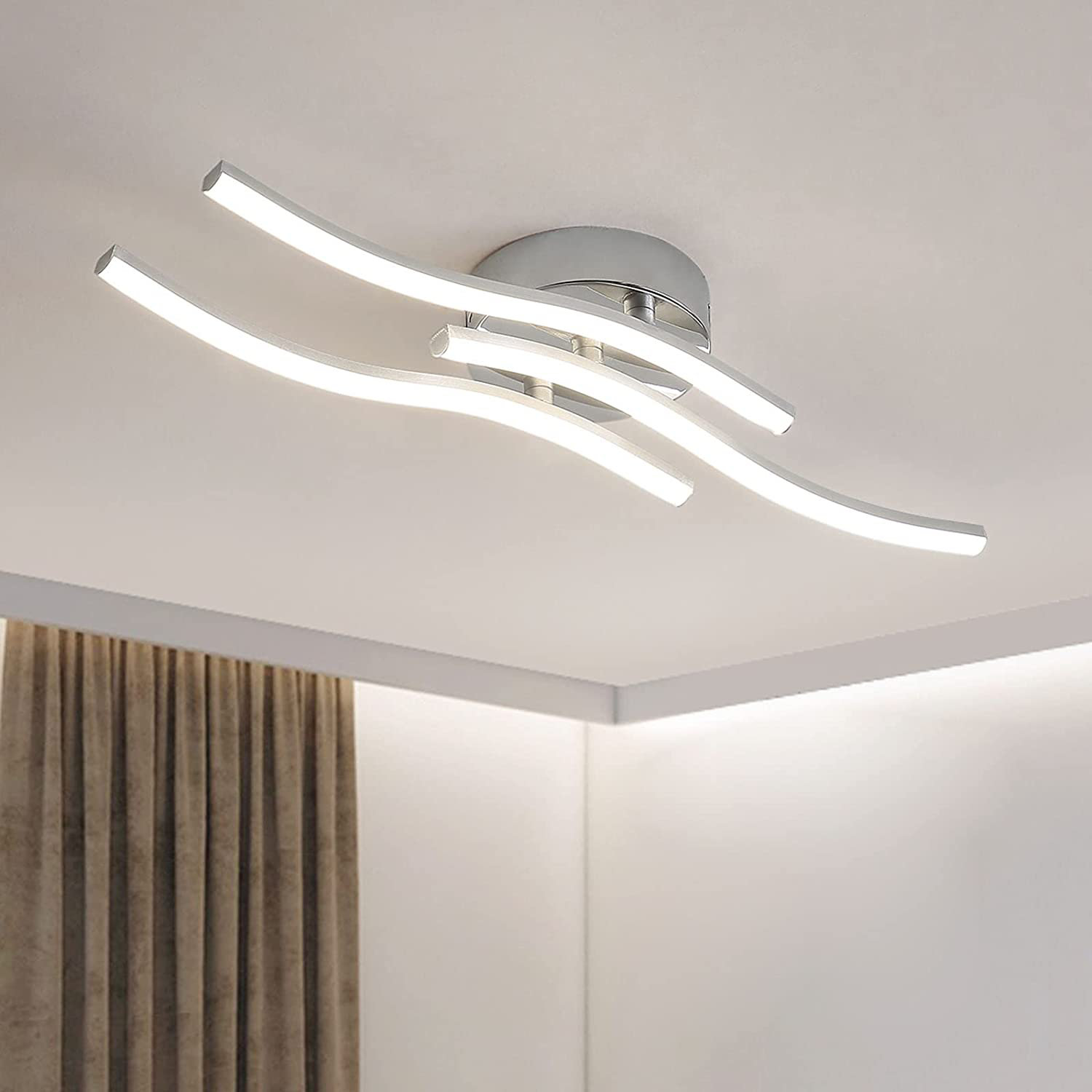 Ivy Bronx Curved Design LED Ceiling Lamp Fixture, 18W 1800 LM Neutral ...