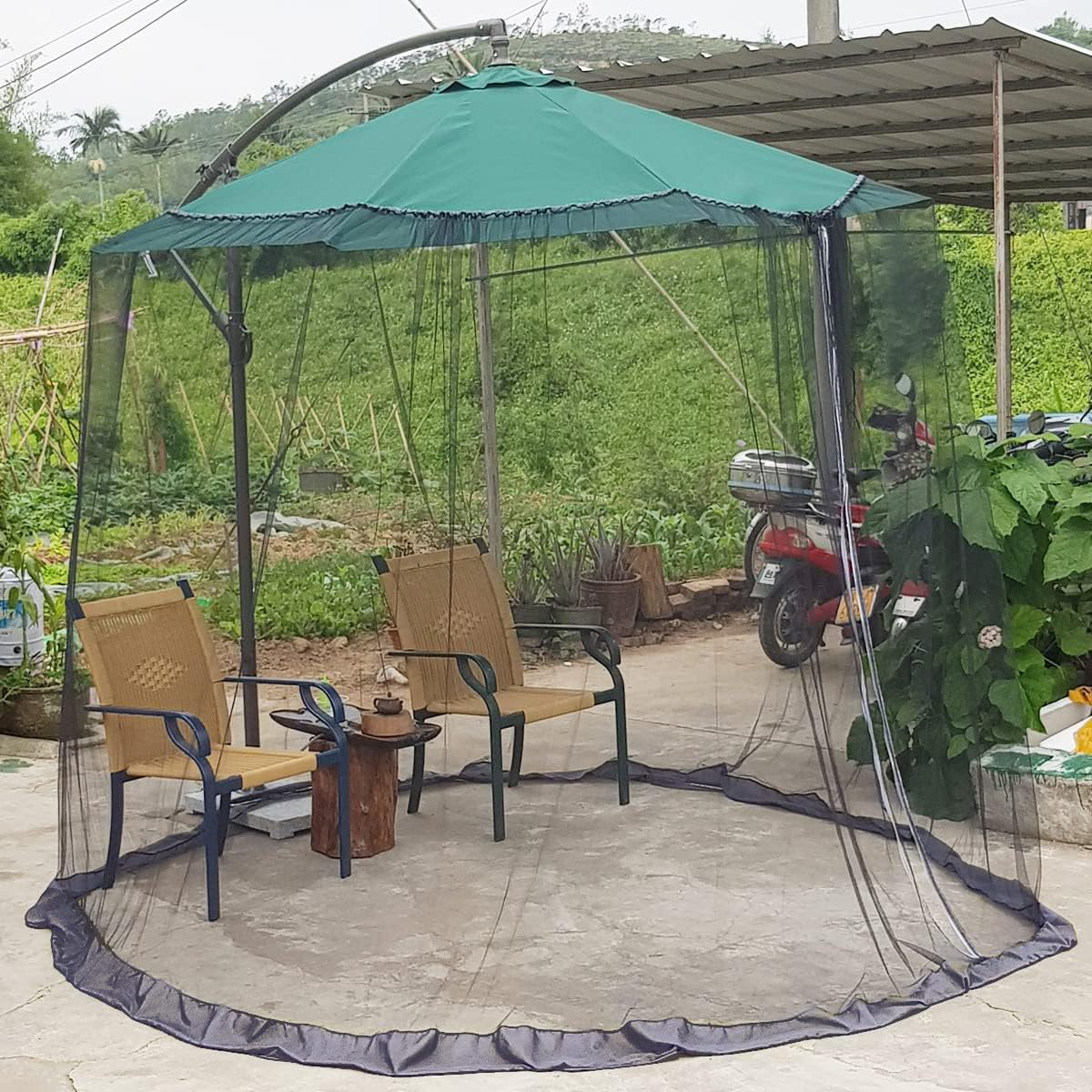 Extension 7.5-11Ft Black Patio Umbrella Mosquito Netting, With Double ...