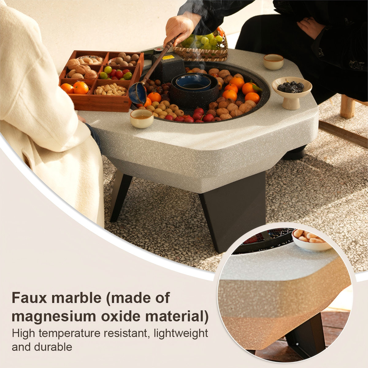 Arlmont & Co. Pentagon Charcoal Wood Burning Outdoor Fire Pit Table ...