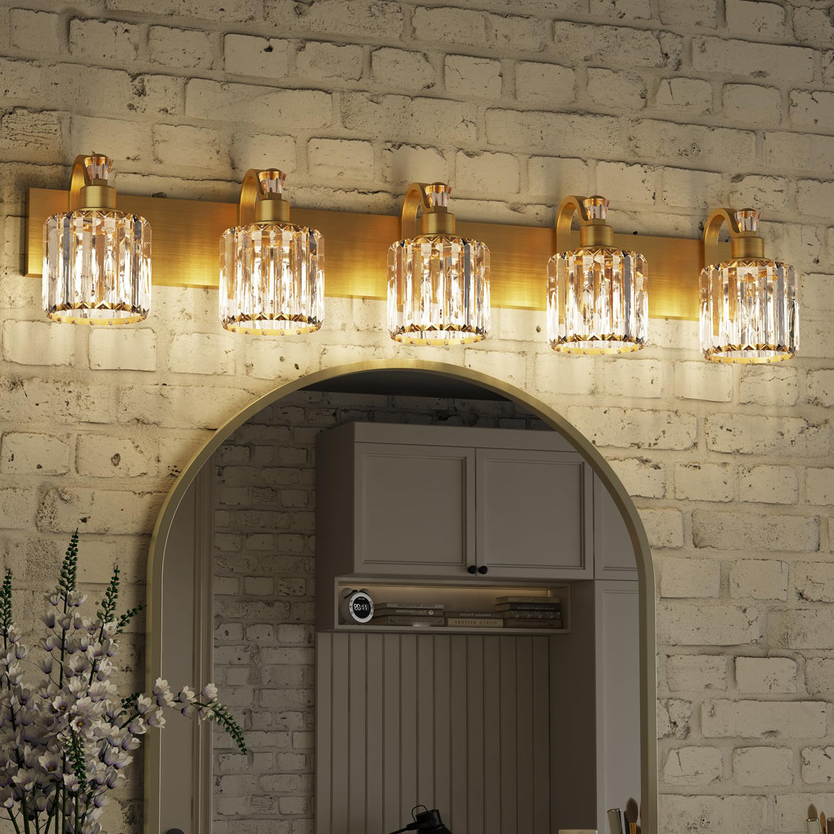 ZACOO Light Crystal Bathroom Vanity Lights Gold Bathroom Light Fixtures ...